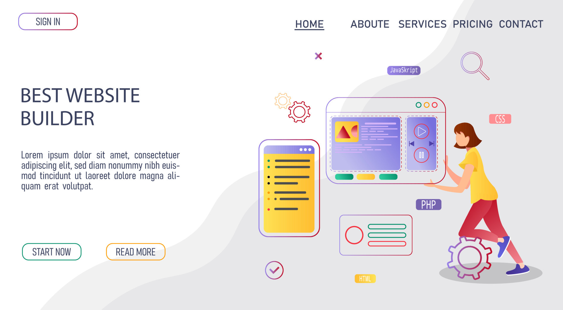 People working on the website development and design. Web agency, website builder, programmer ...
