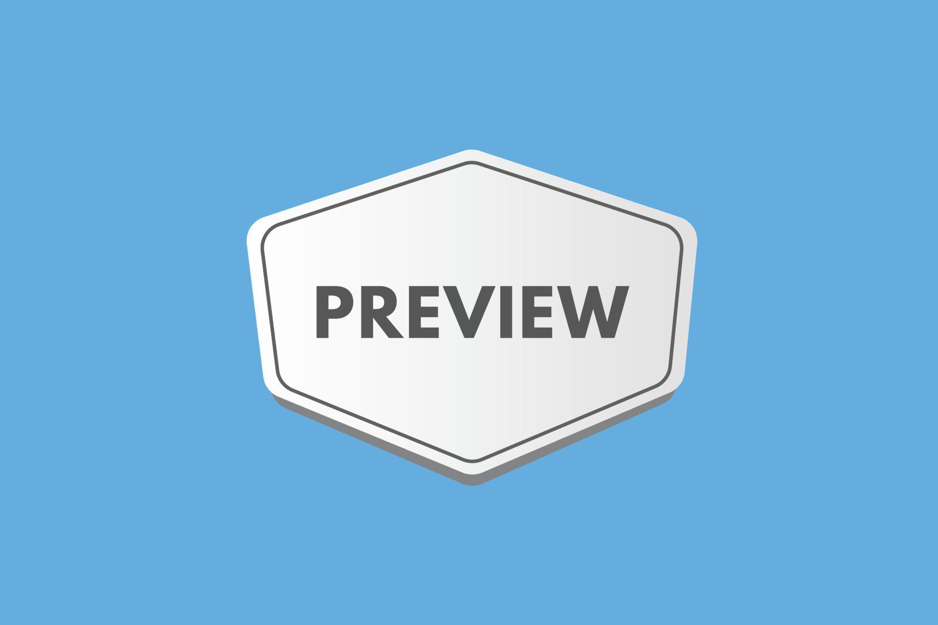 preview text Button. preview Sign Icon Label Sticker Web Buttons ...