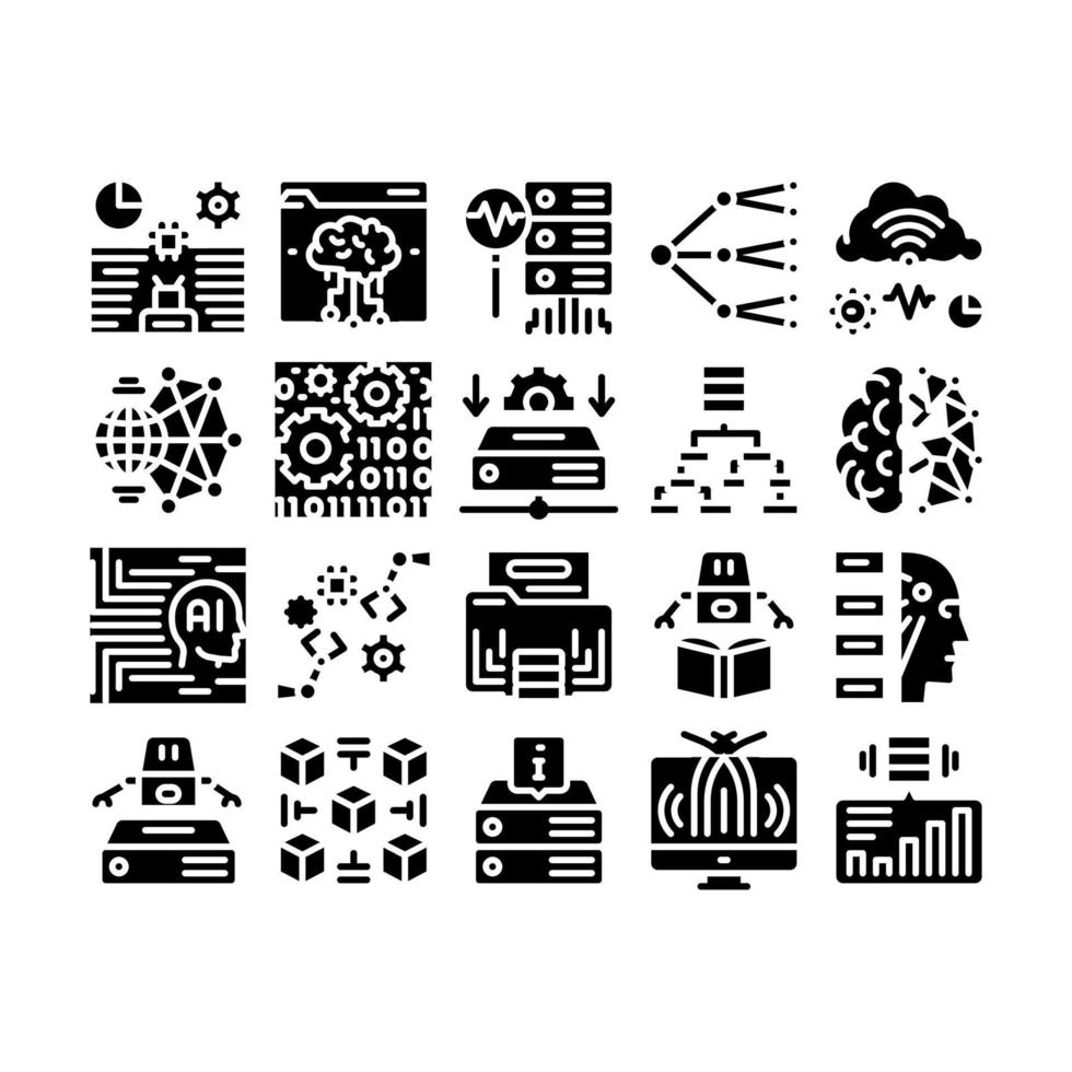 Machine Learning Ai Glyph Set Vector Illustration 17510187 Vector Art ...