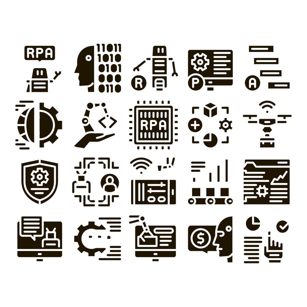 Rpa Robotic Process Automation Icons Set Vector 17510789 Vector Art At
