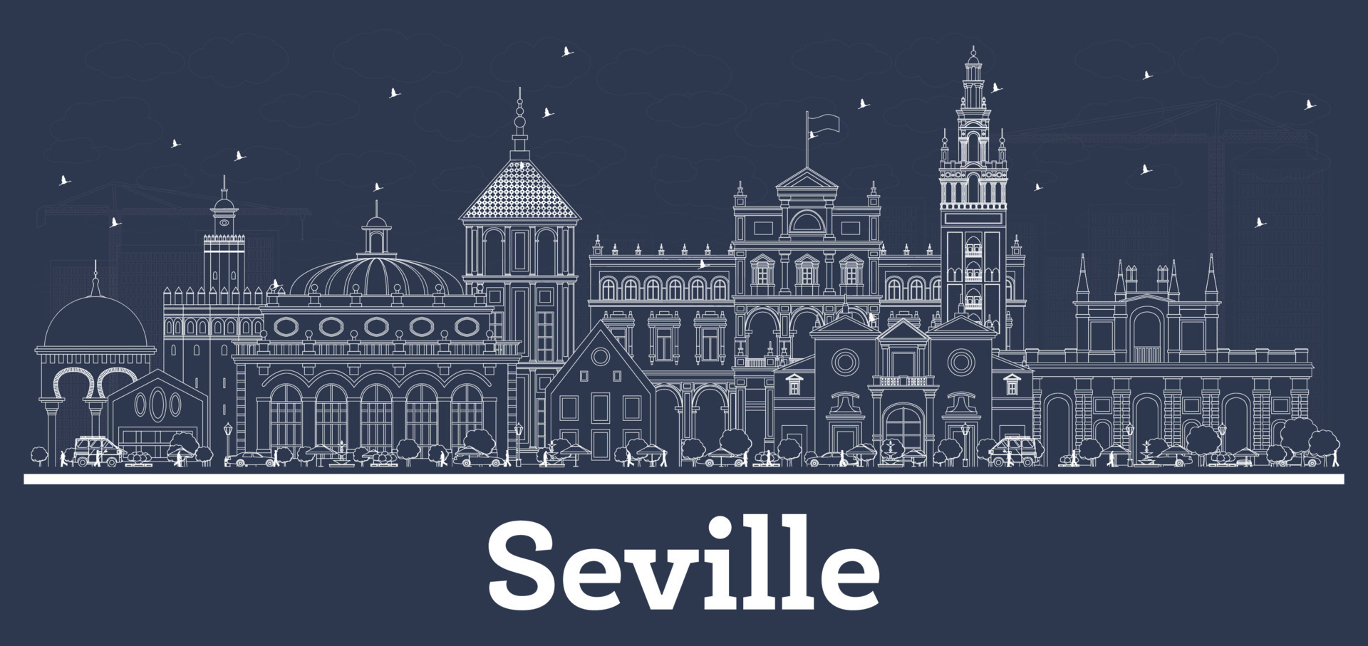Outline Seville Spain City Skyline with White Buildings. 17517774 ... Outline Seville Spain City Skyline with White Buildings. 17517774 ...