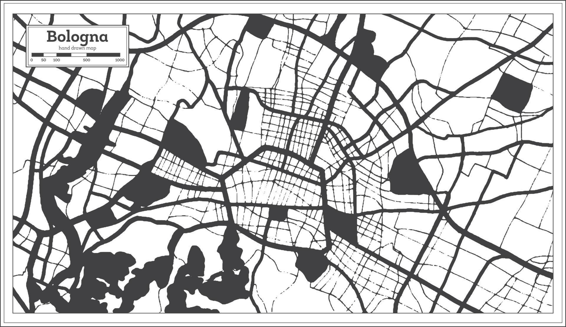 Bologna Italy City Map in Black and White Color in Retro Style. Outline ...