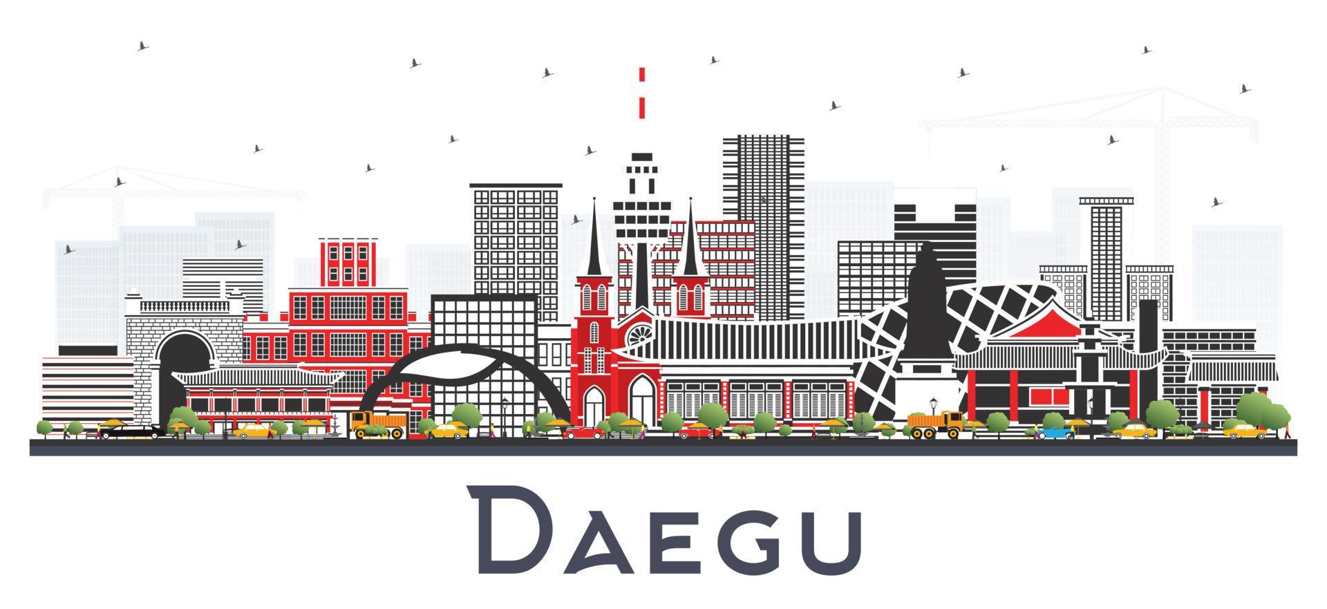 horizonte de la ciudad de daegu corea del sur con edificios de color aislados en blanco ...