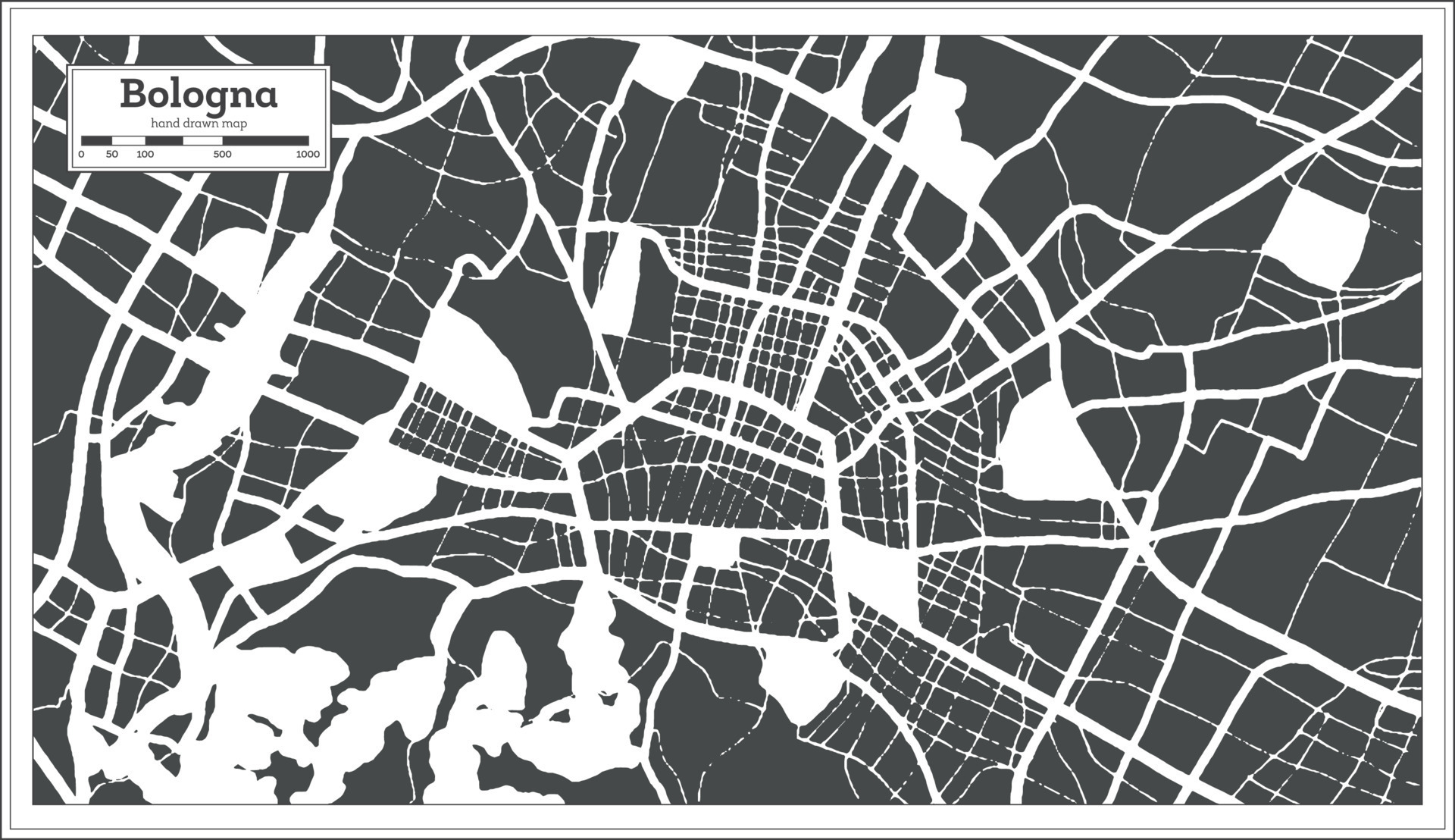 Bologna Italy City Map in Black and White Color in Retro Style. Outline ...