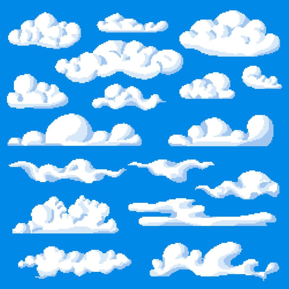 Pixelated clouds for game play setting 8 bits 17520026 Vector Art at ...