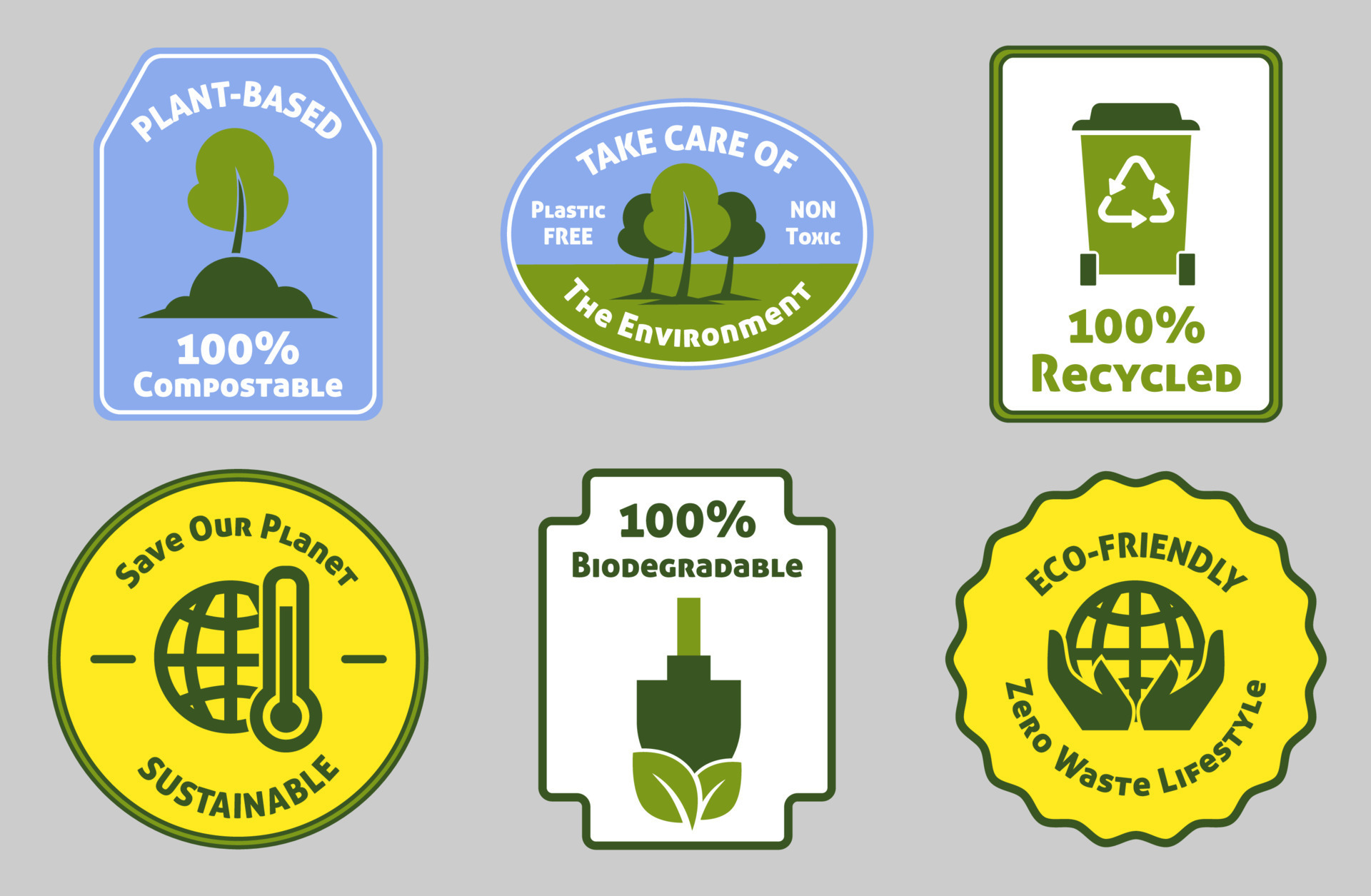 Sticker set design for natural eco friendly product 17520093 Vector Art ...