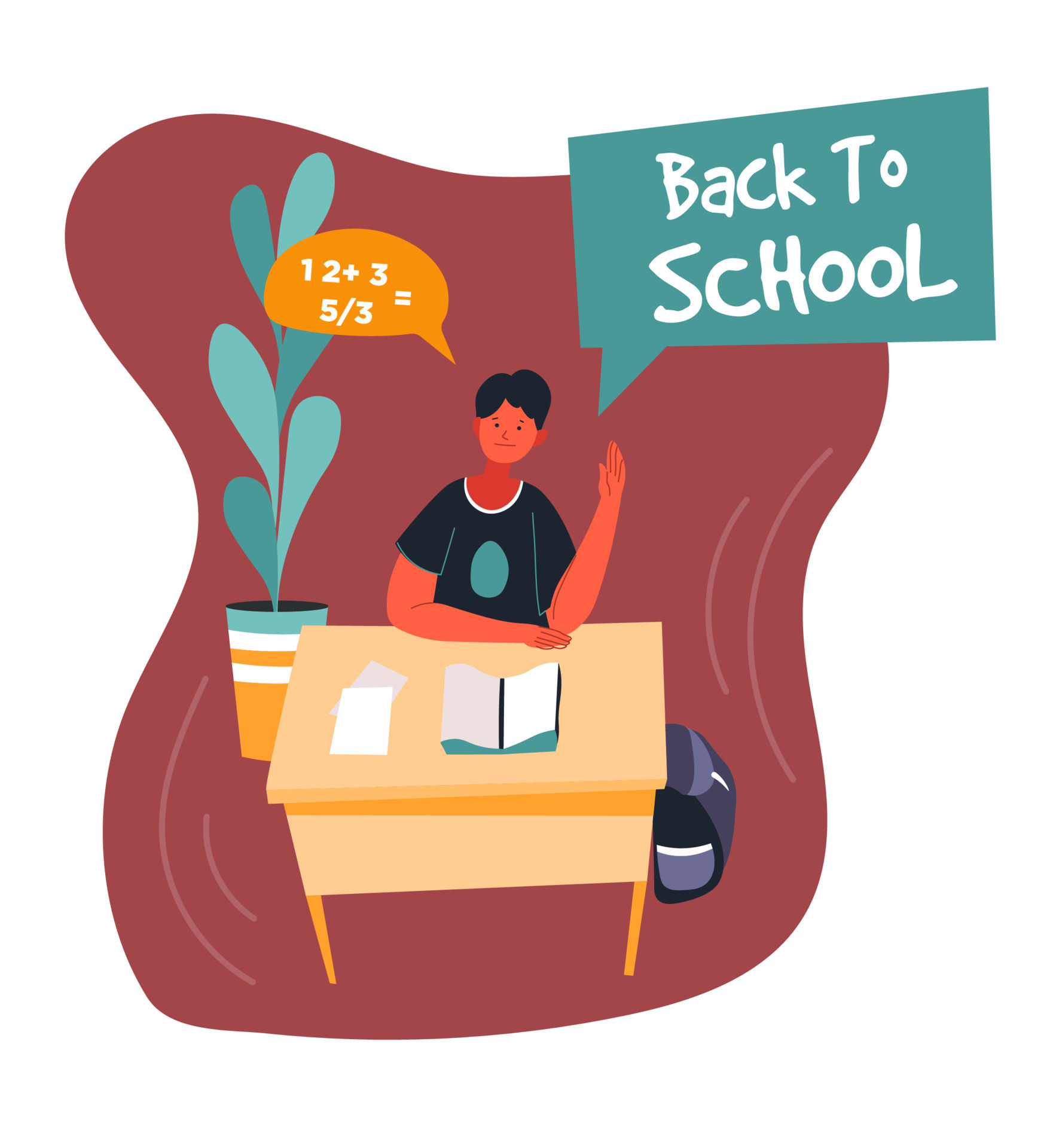 Back to school, pupil solving problems in class 17520179 Vector Art at ...