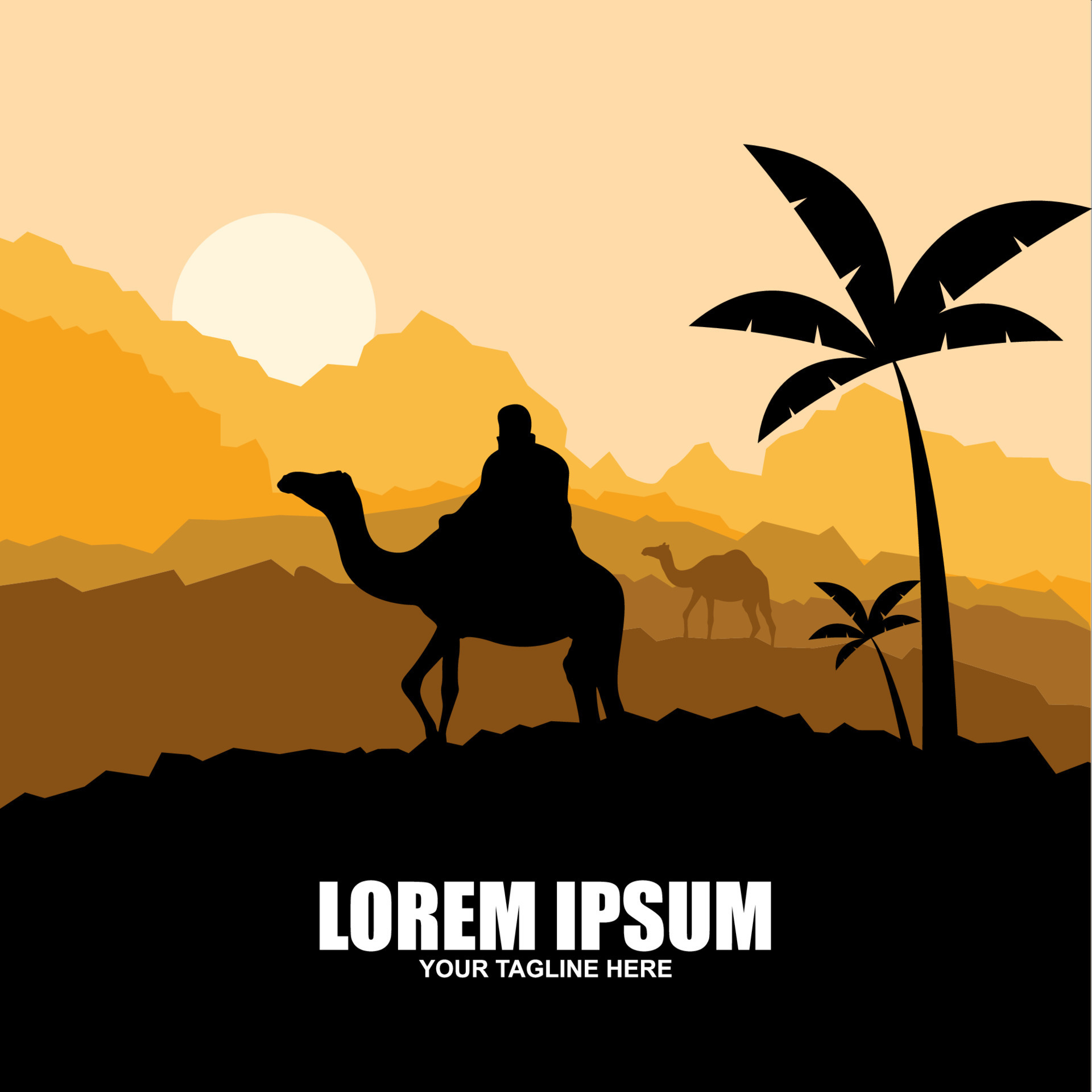 Nomad camel with man art logo 17527836 Vector Art at Vecteezy