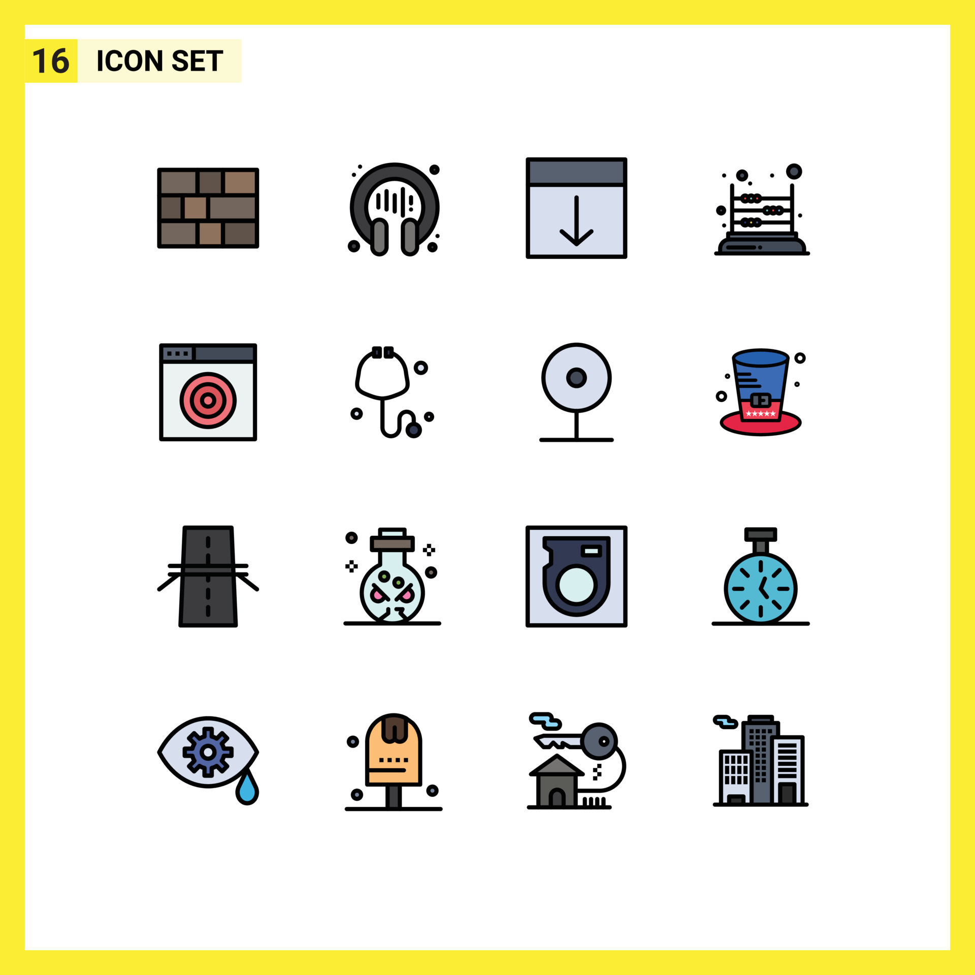 Set Of 16 Vector Flat Color Filled Lines On Grid For Find Mathematics Grid Math Game Editable