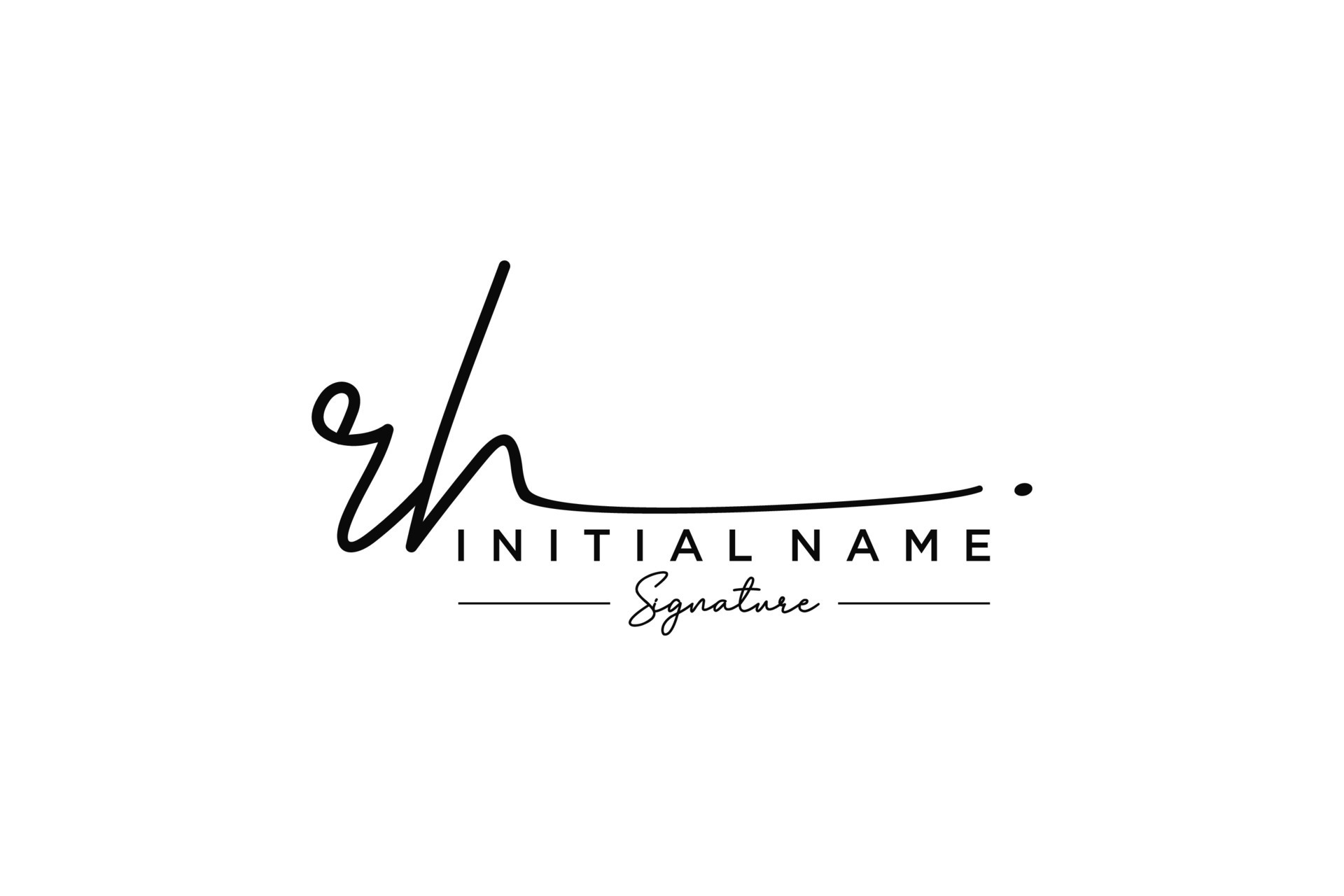 Initial Rh Signature Logo Template Vector Hand Drawn Calligraphy