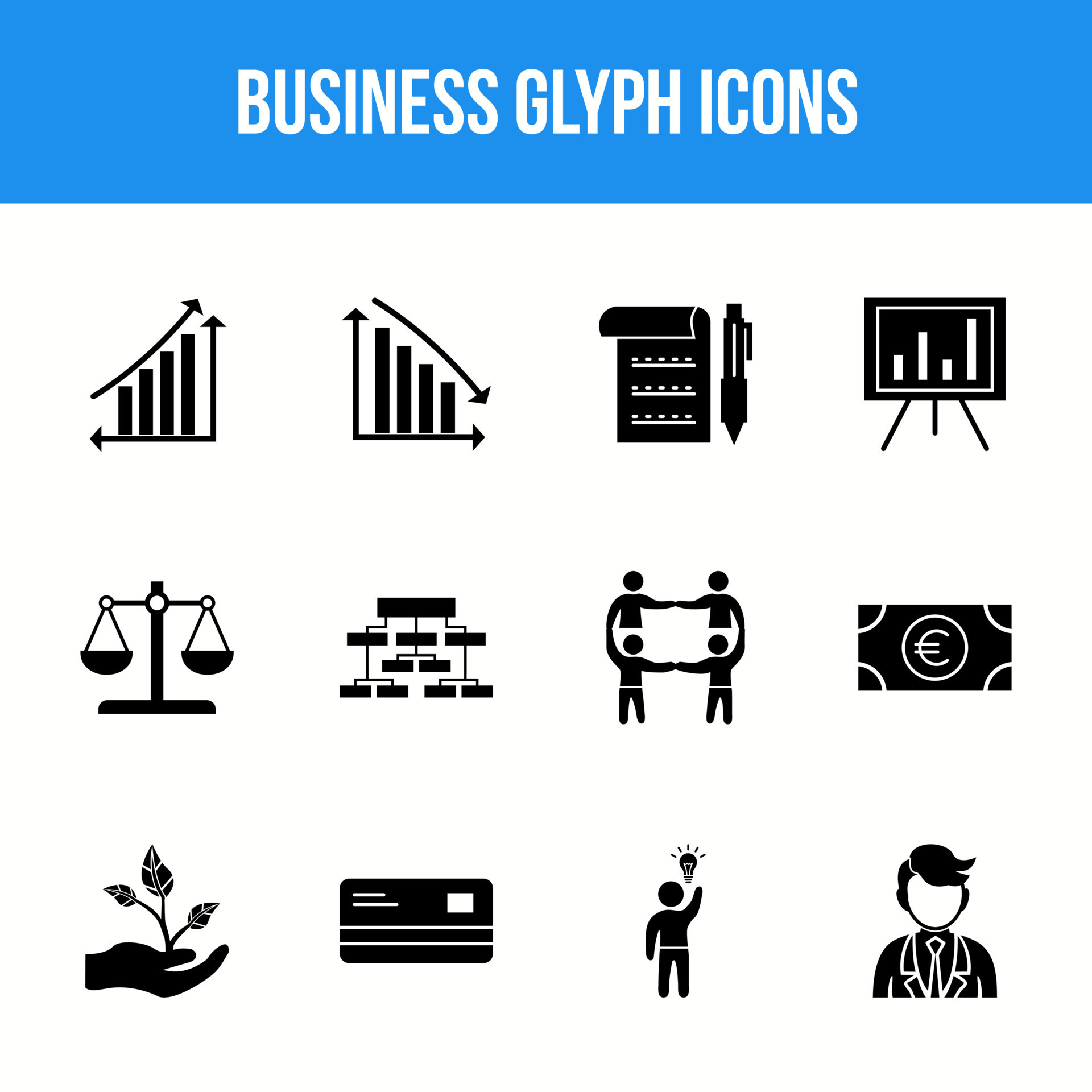 Unique Business Glyph icon set 17531802 Vector Art at Vecteezy