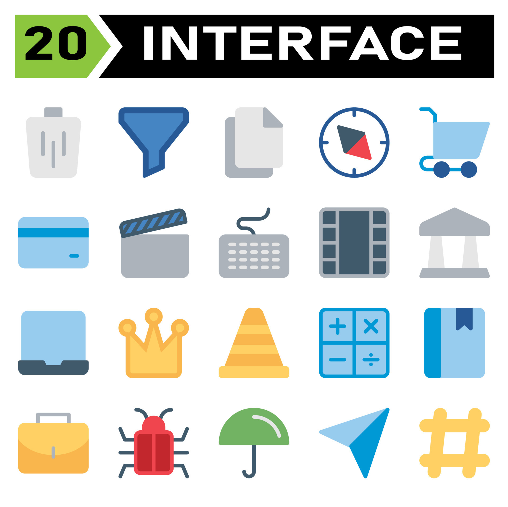 User Interface Icon Set Include Bin Trash Basket Delete Remove Funnel Sort Filter User