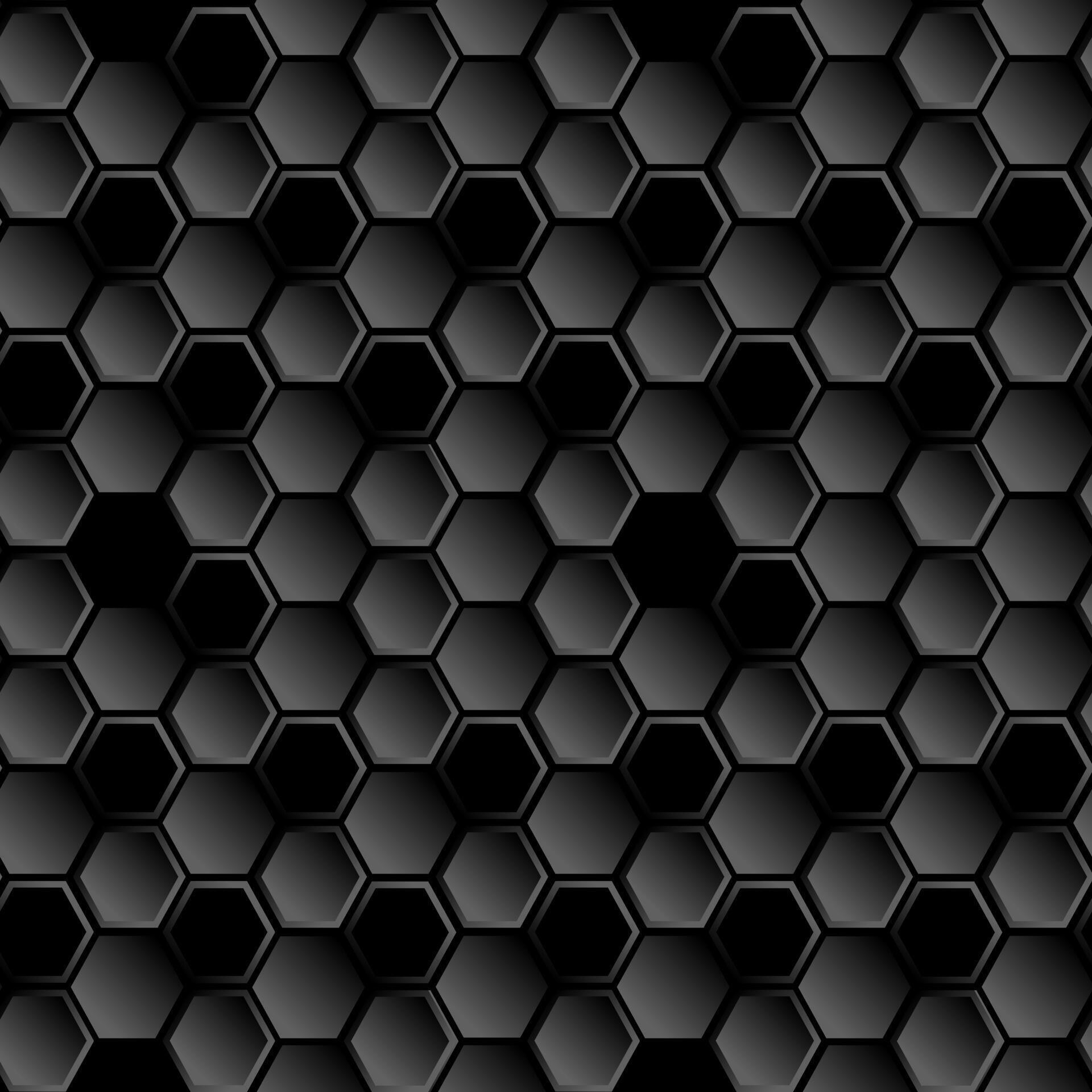 Black beehive background. Futuristic honeycomb, bees hive cells mosaic seamless pattern ...