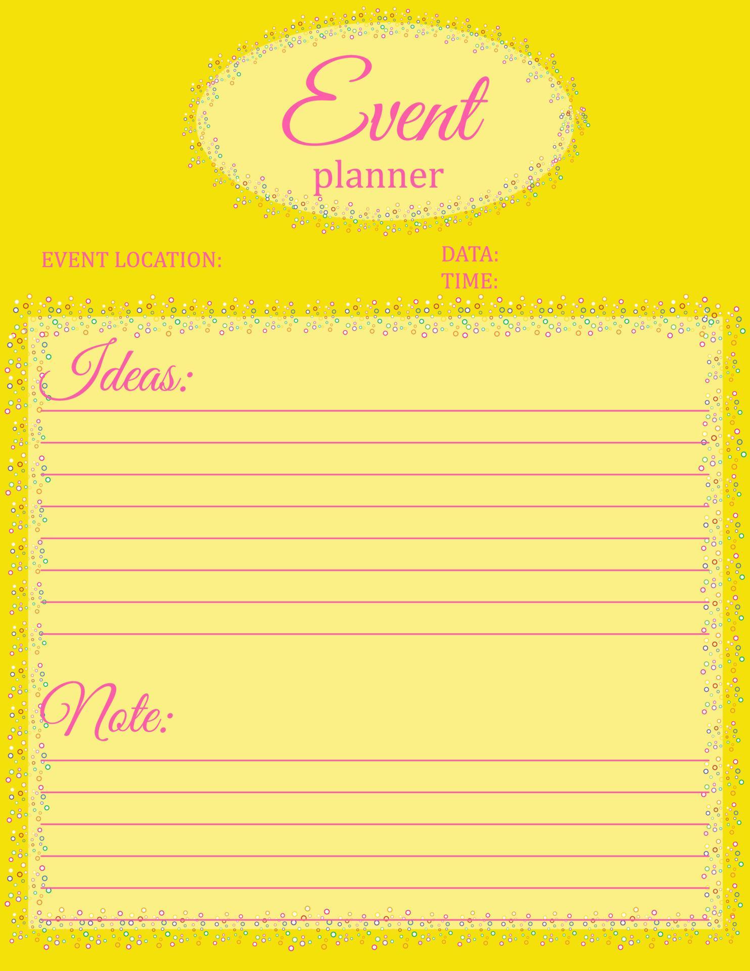 Event Planner Template. Minimalistic notebook page design. Vector ...