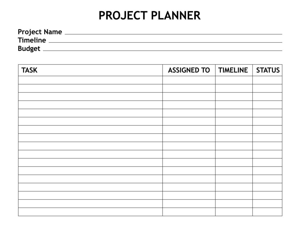 Project Planner Template. A concise design for a business notepad page ...