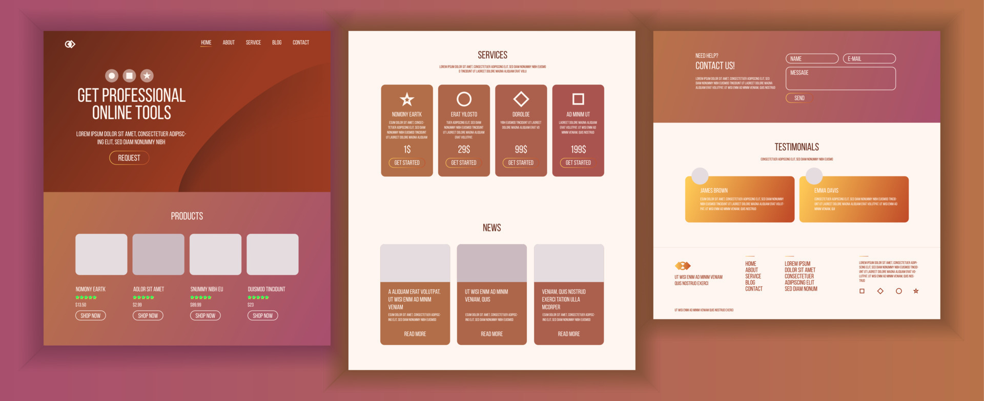 Main Web Page Design Vector. Website Business Graphic. Landing Template ...