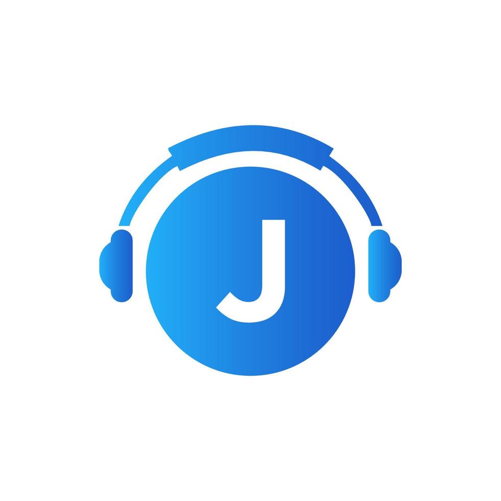 Letter J Music Logo Design. Dj Music And Podcast Logo Design Headphone ...