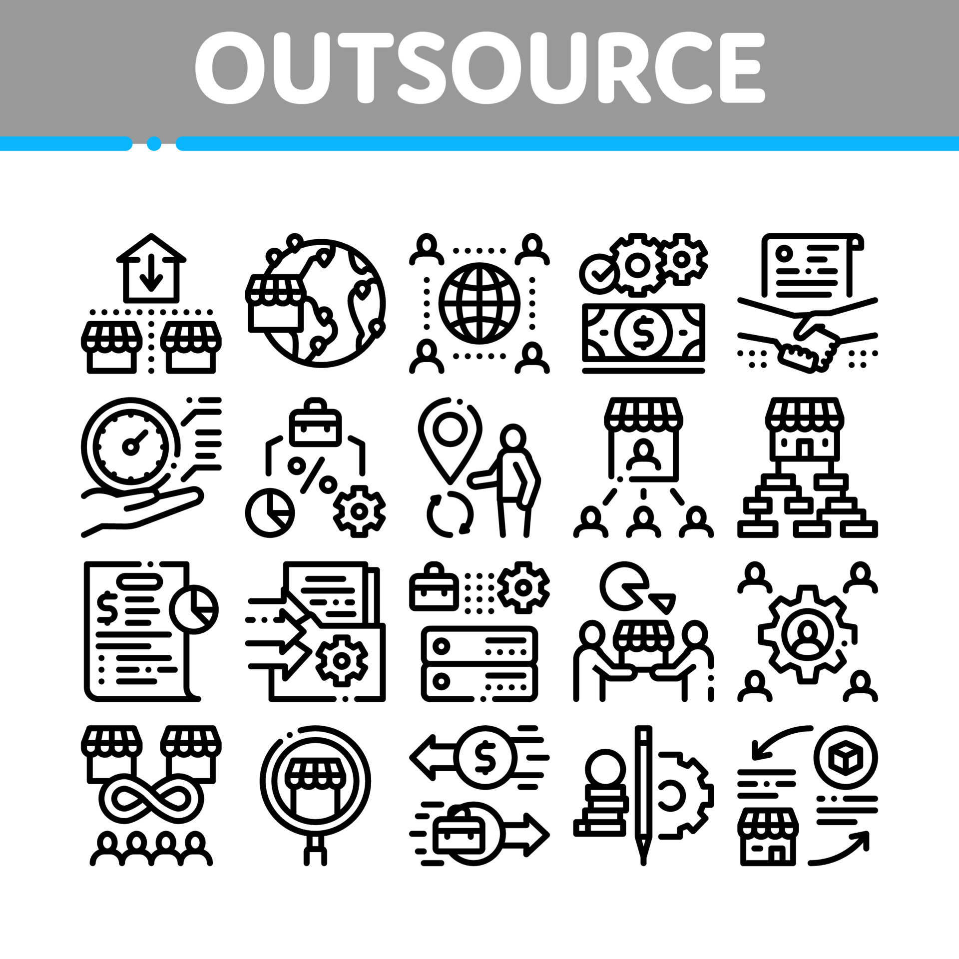Outsource Management Collection Icons Set Vector 17542277 Vector Art At Vecteezy