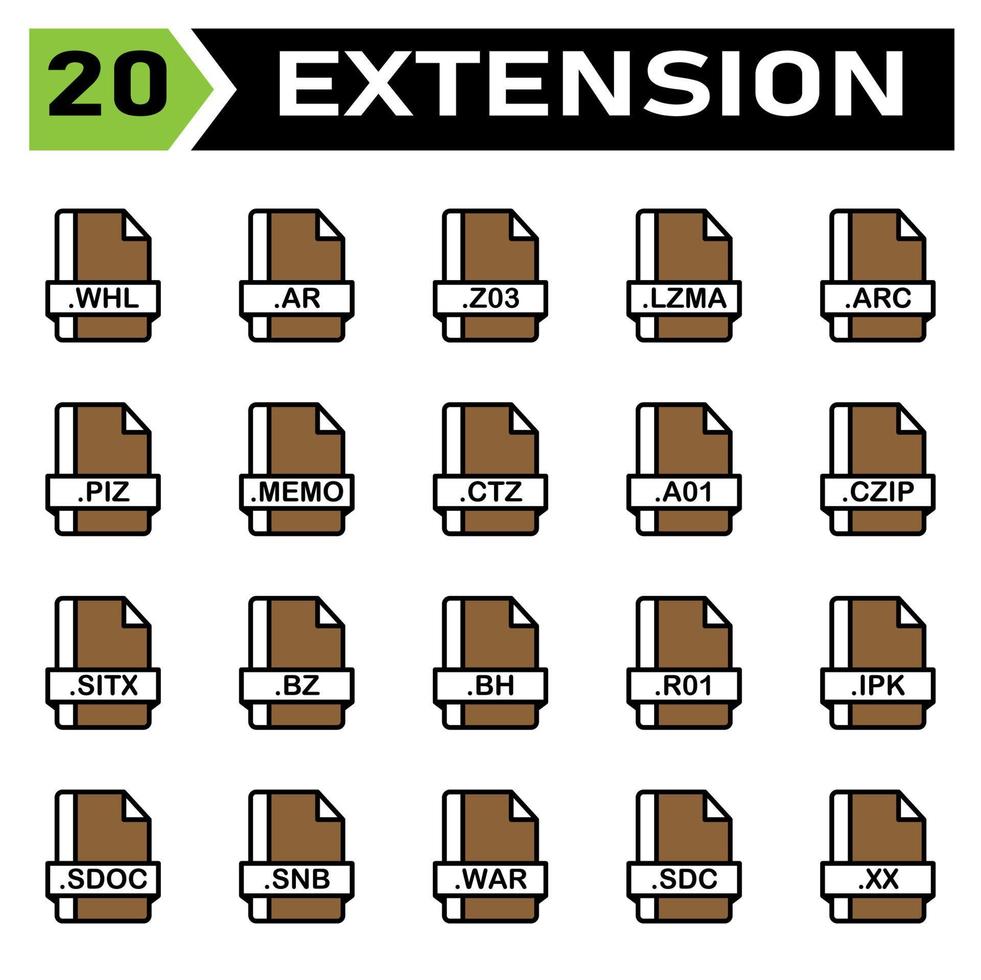 File extension icon set include file, document, extension, icon, type, set, format, vector ...