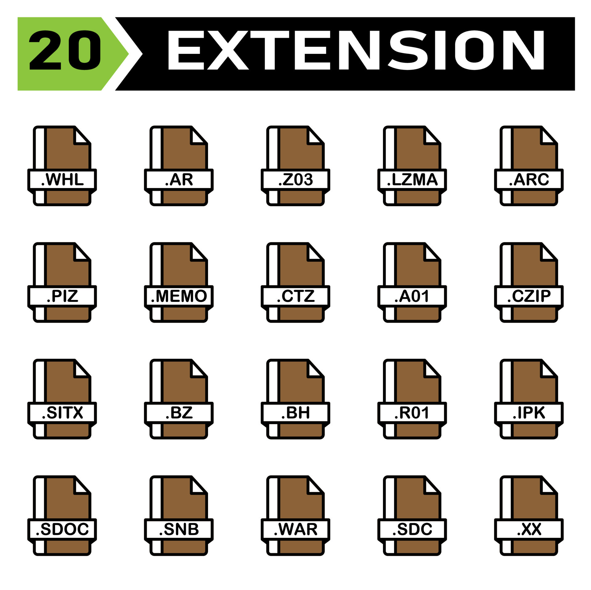 File Extension Icon Set Include File Document Extension Icon Type