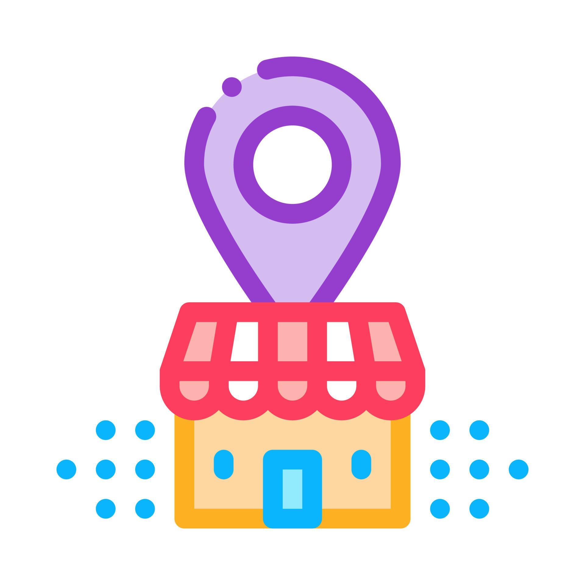 franchise building location gps mark icon vector outline illustration ...