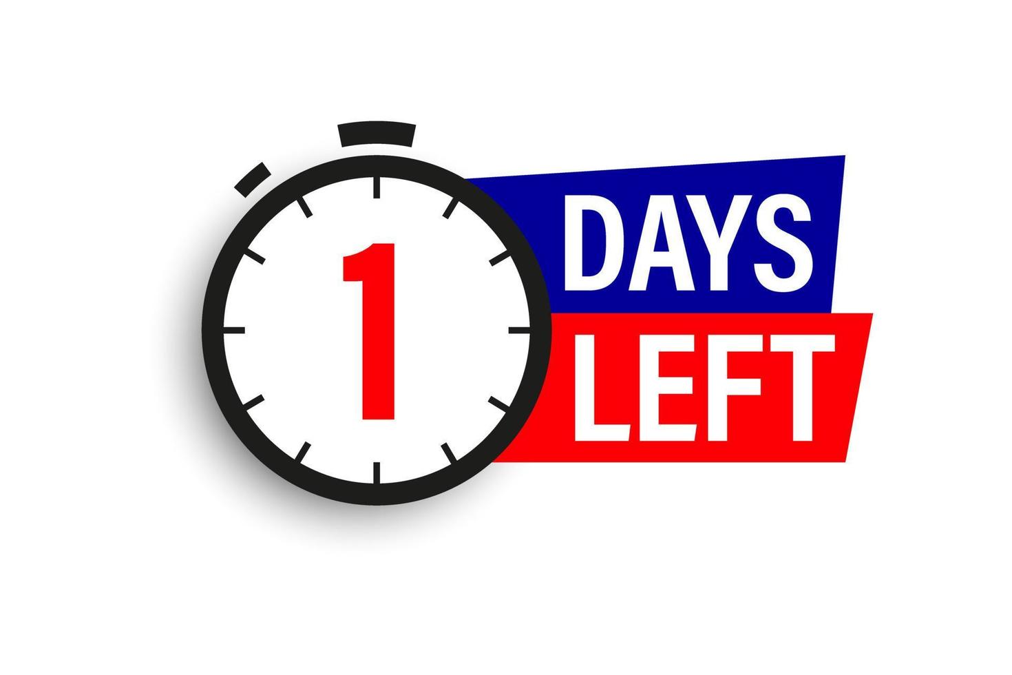 1 days left. Countdown badge. Vector illustration isolated on white ... 1 days left. Countdown badge. Vector illustration isolated on white ...