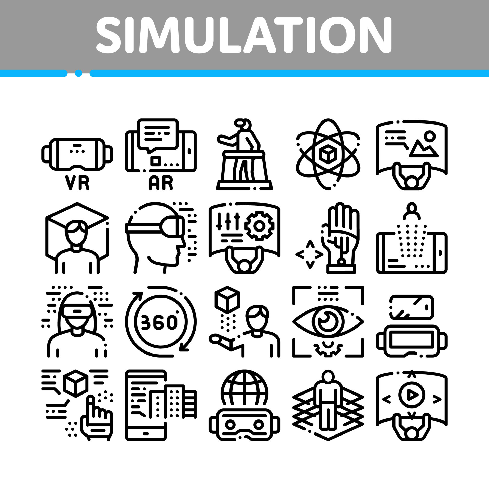 Simulation Equipment Collection Icons Set Vector 17544923 Vector Art at ...