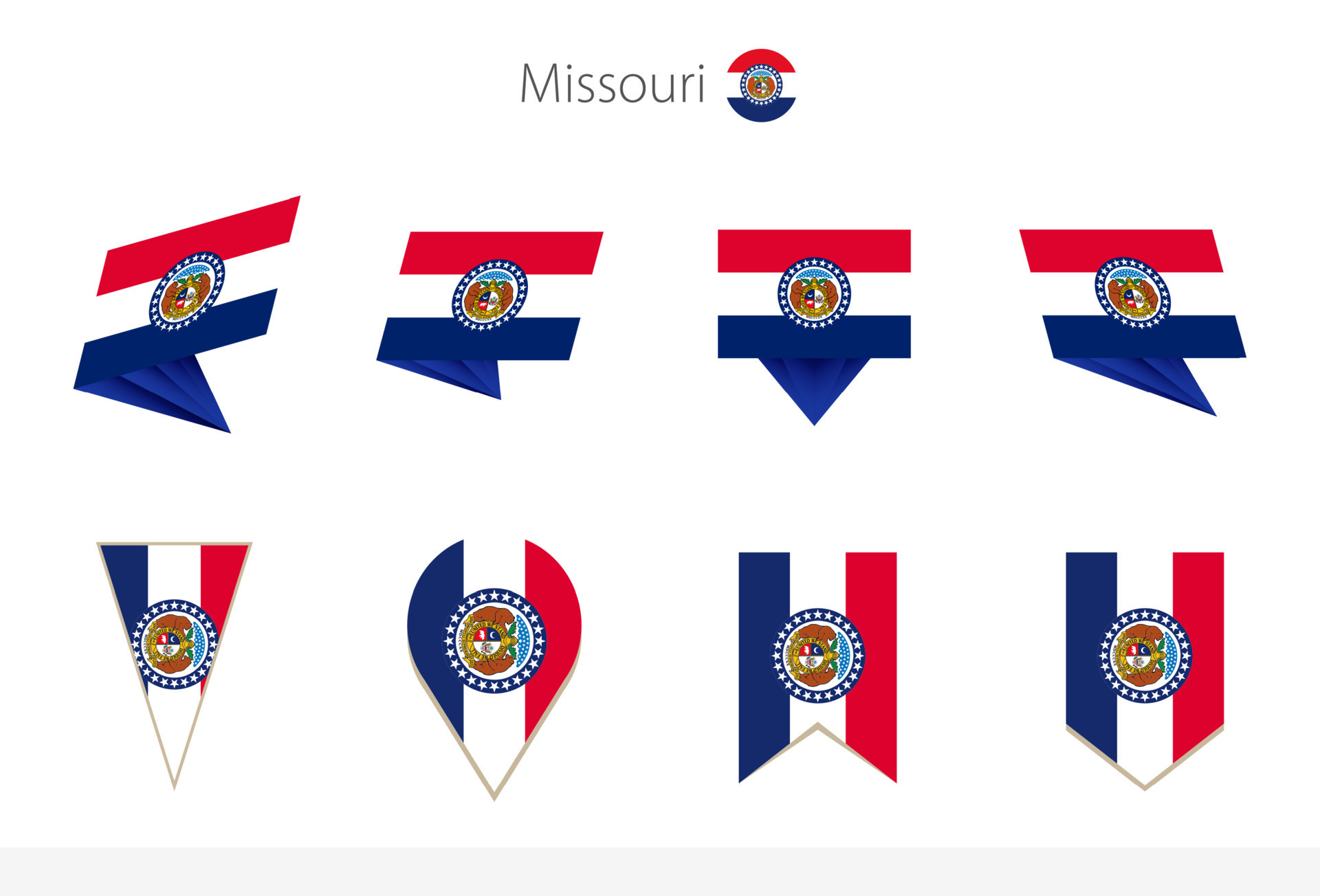 Missouri US State flag collection, eight versions of Missouri vector flags. 17545062 Vector Art ...
