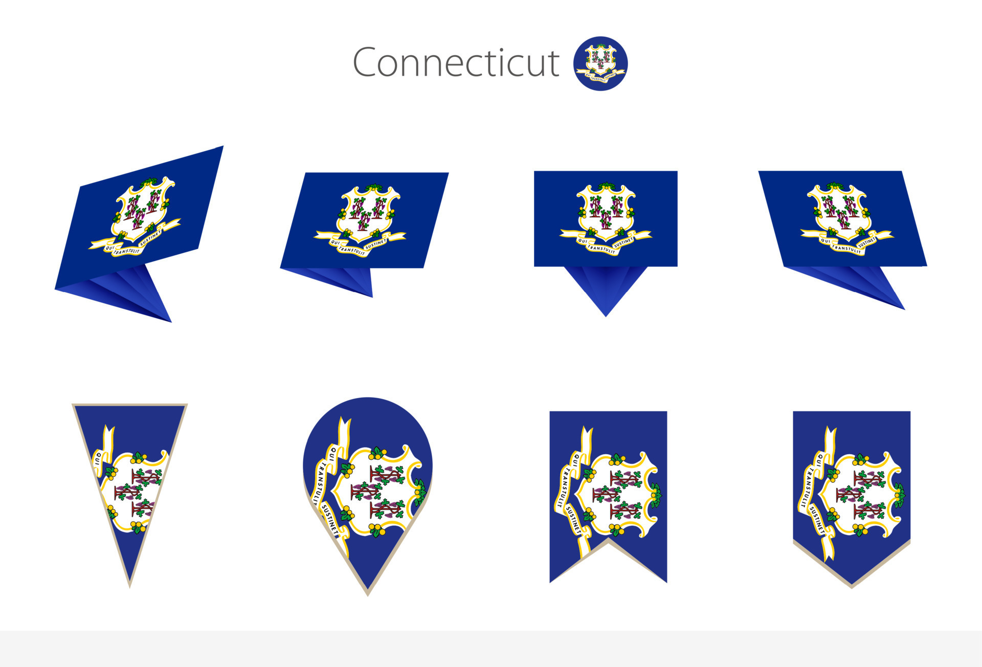 Connecticut US State flag collection, eight versions of Connecticut vector flags. 17545142 ...