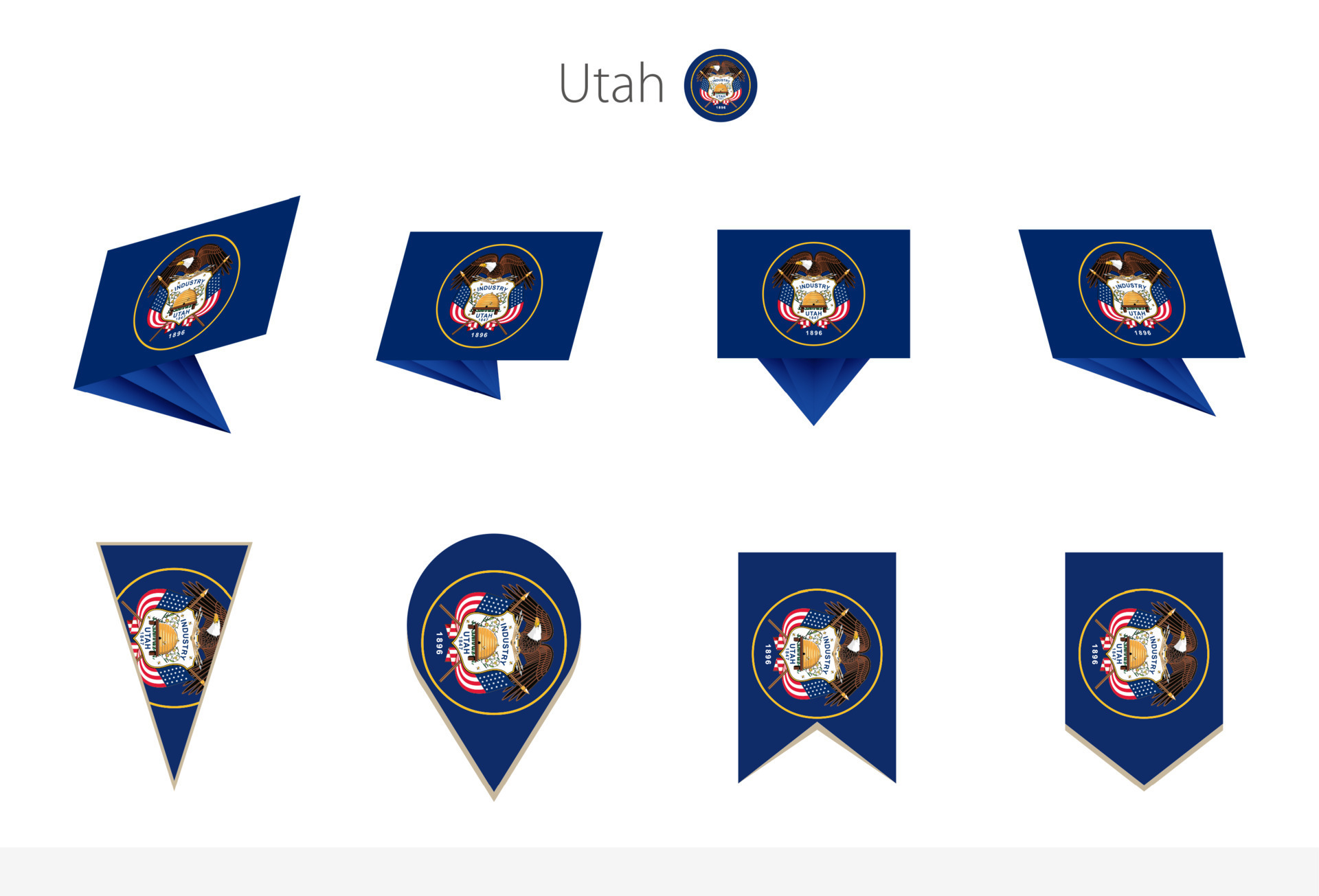 Utah Us State Flag Collection Eight Versions Of Utah Vector Flags 17545147 Vector Art At Vecteezy