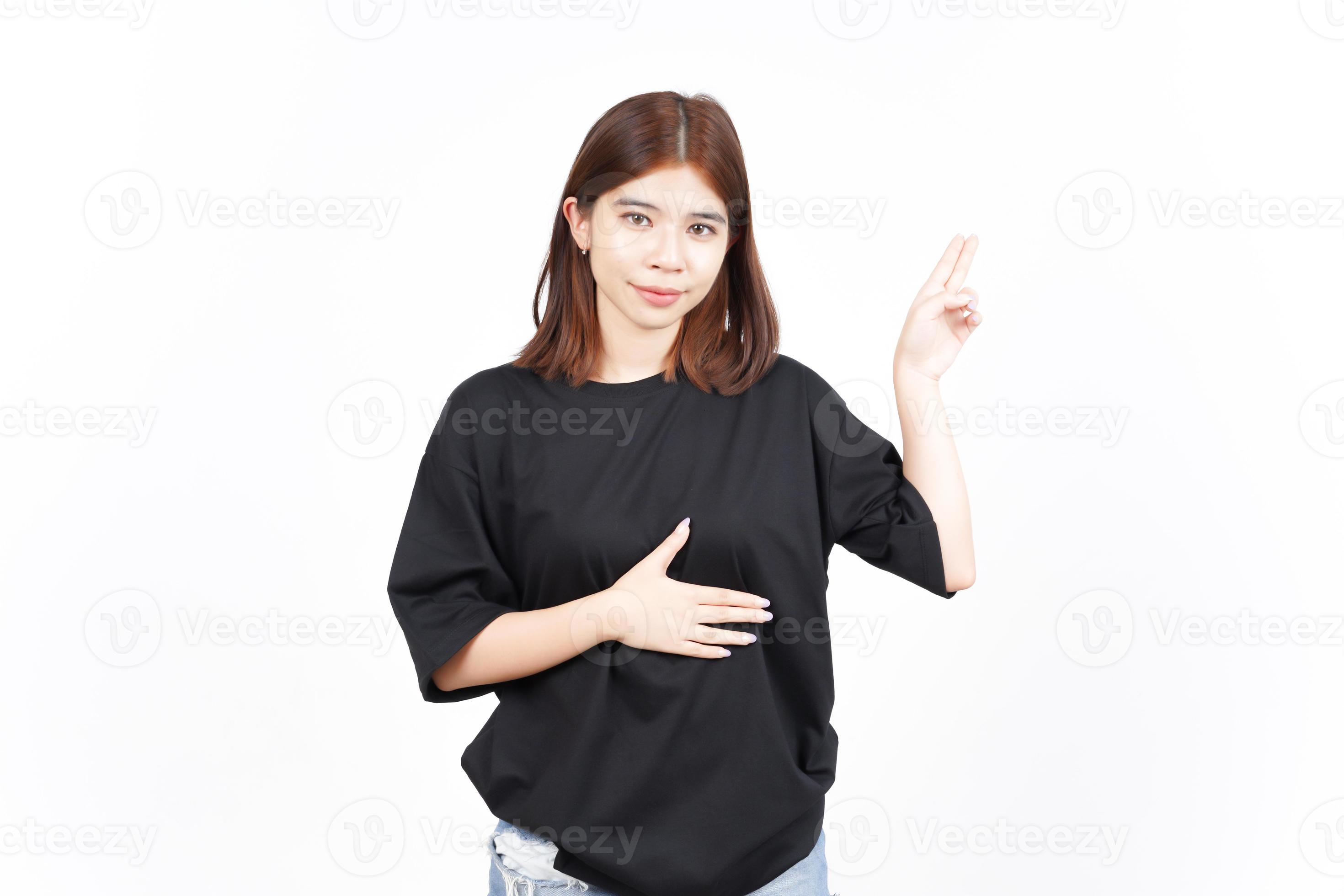 gesto de juramento de una hermosa mujer asiática aislada de fondo blanco 17545244 Foto de stock ...