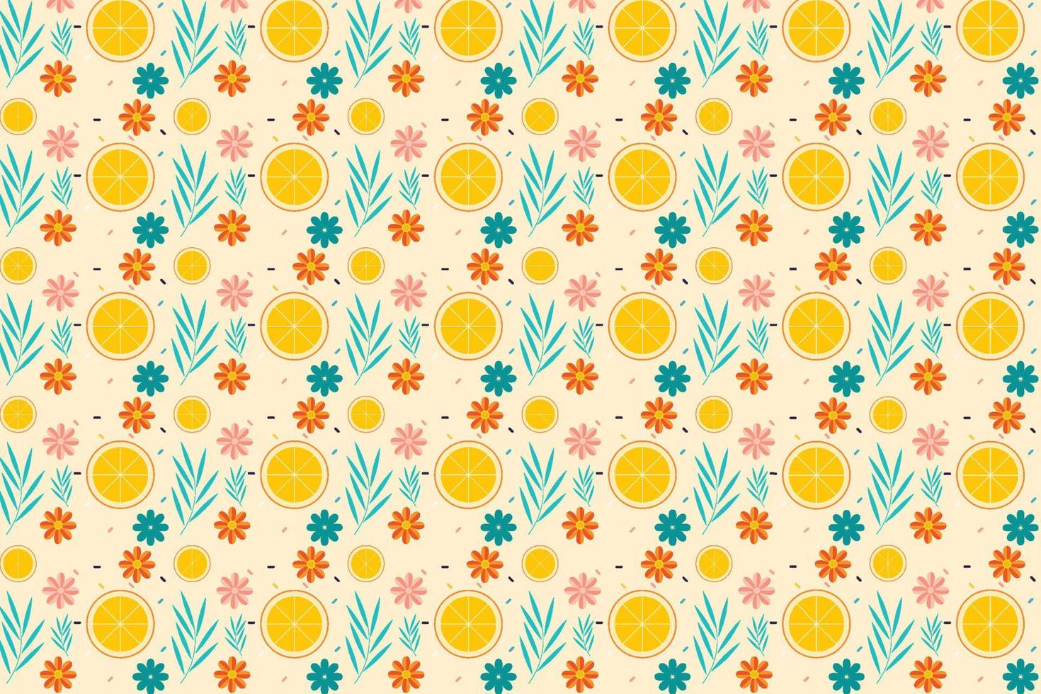 Beautiful floral background pattern vector with lemon and flowers ...