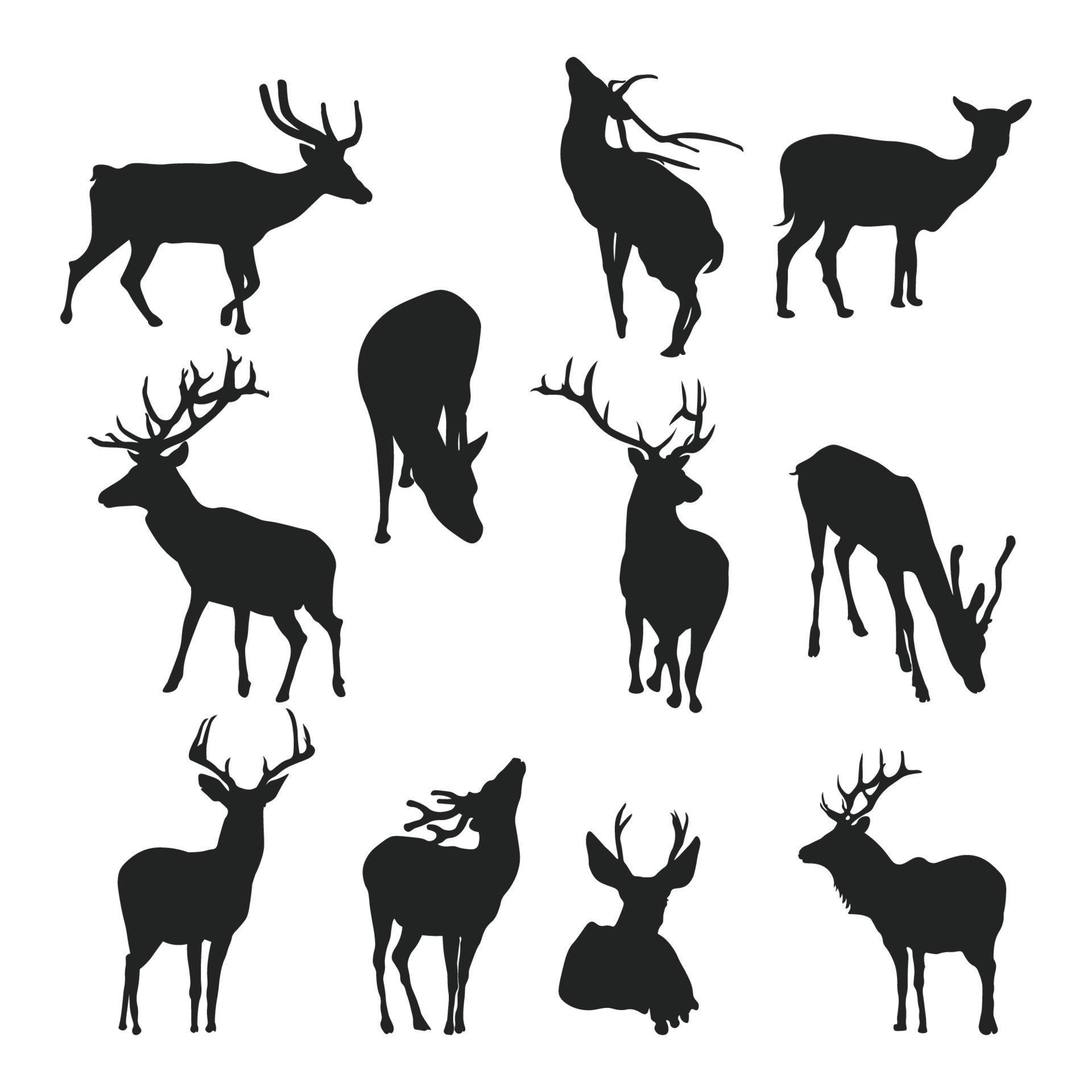 Set of Deers animal silhouettes various styles 17546183 Vector Art at ...
