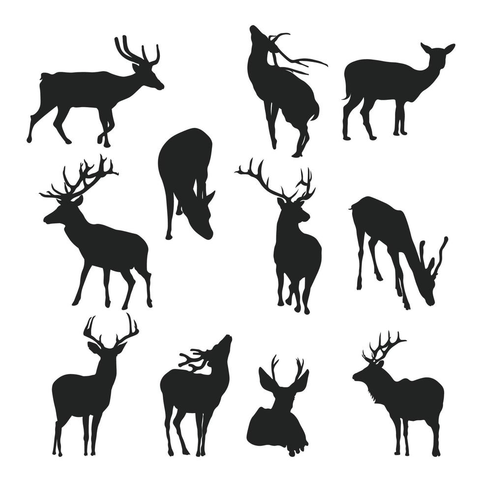 Set of Deers animal silhouettes various styles 17546183 Vector Art at ...