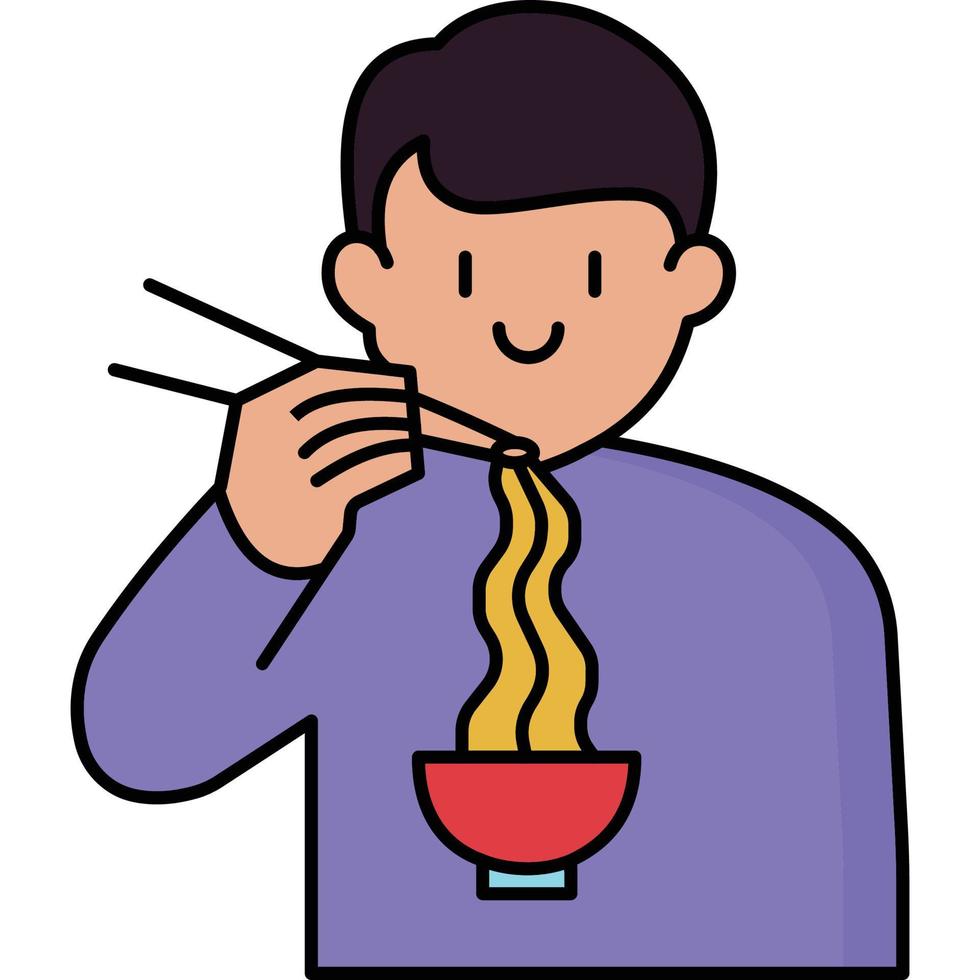 Eating Noodles Which Can Easily Edit Or Modify 17546356 Vector Art At Vecteezy