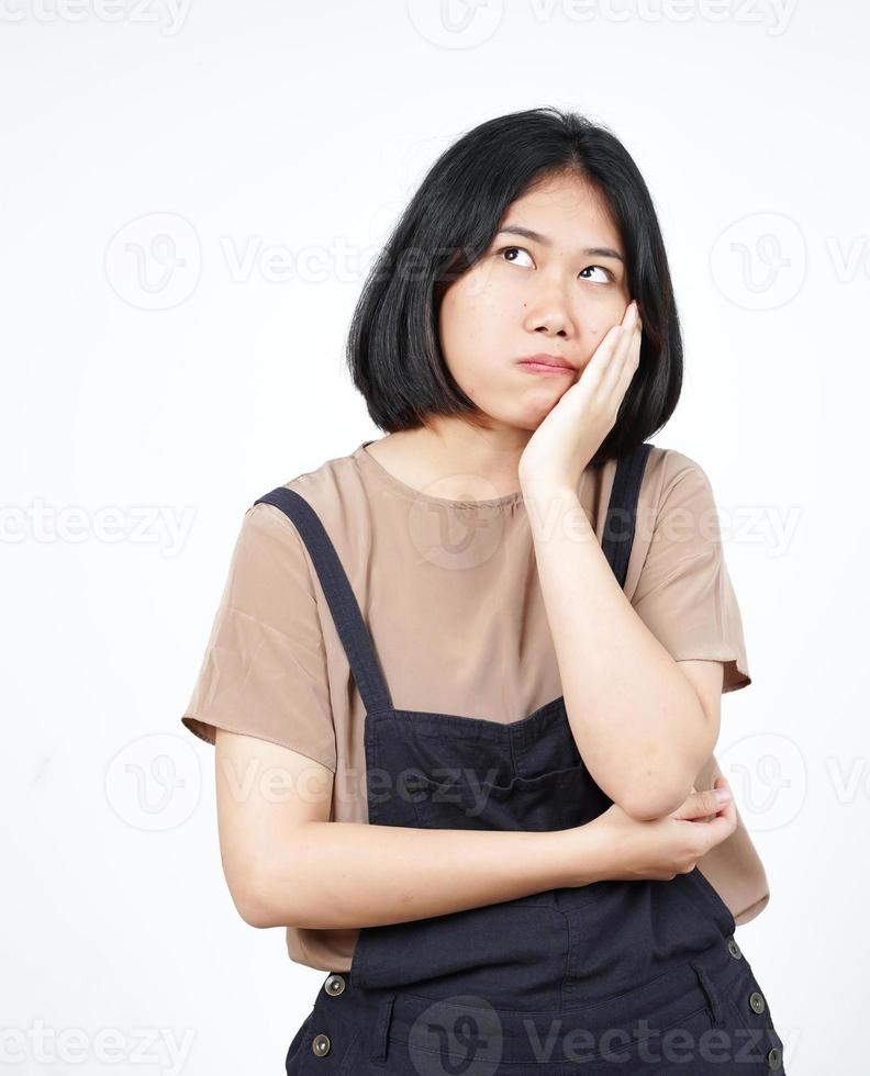 Thinking and Curious gesture Of Beautiful Asian Woman Isolated On White ...