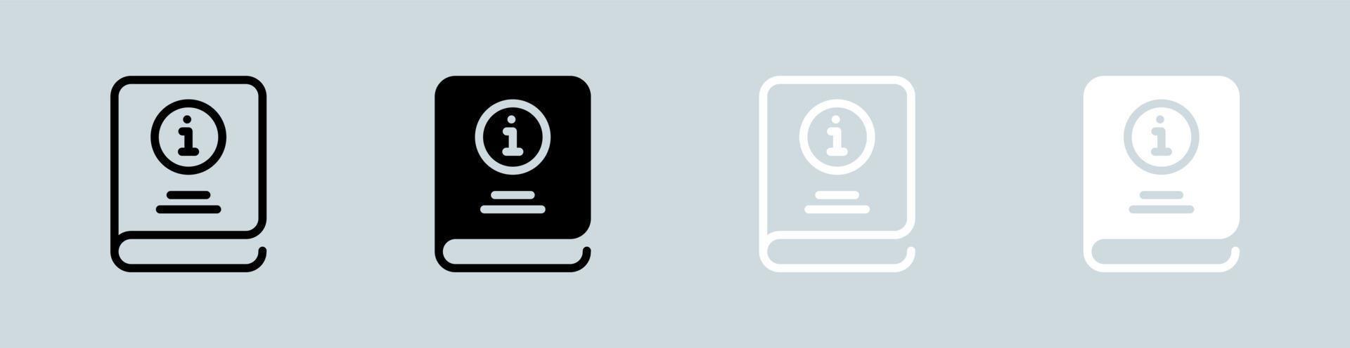 Guide icon set in black and white. User manual signs vector ... Guide icon set in black and white. User manual signs vector ...
