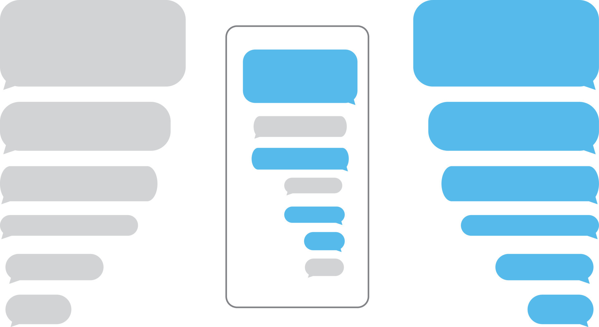 Message Bubbles Chat On Smartphone Icons Vector Design Template Of Message Bubbles Chat Boxes
