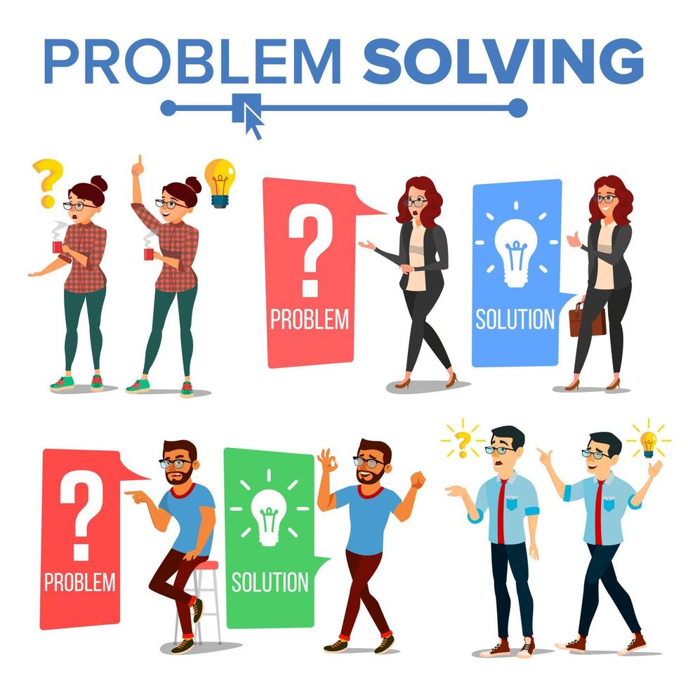Problem Solving Concept Vector. Thinking Man And Woman. Question Mark ...