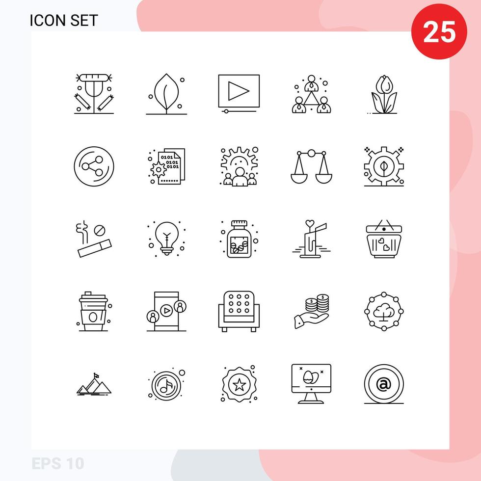 Stock Vector Icon Pack of 25 Line Signs and Symbols for flower flora ...