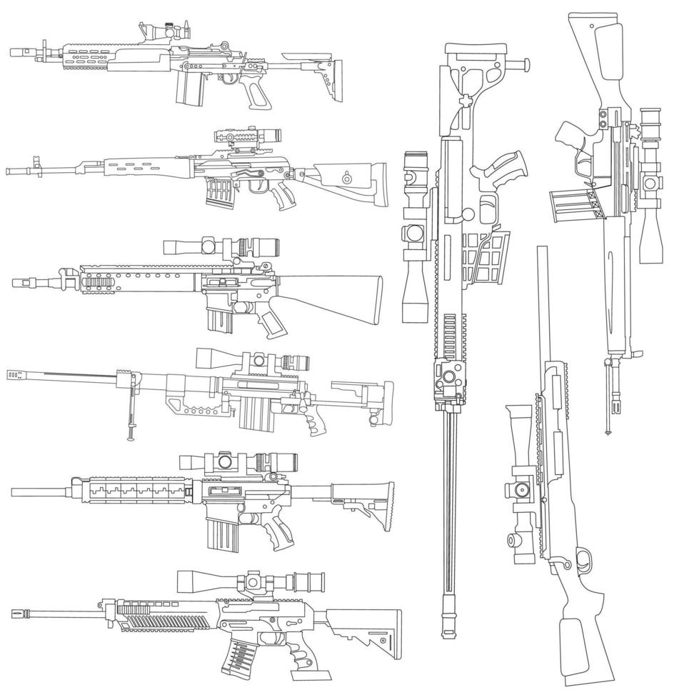 Machine gun line art 17554561 Vector Art at Vecteezy
