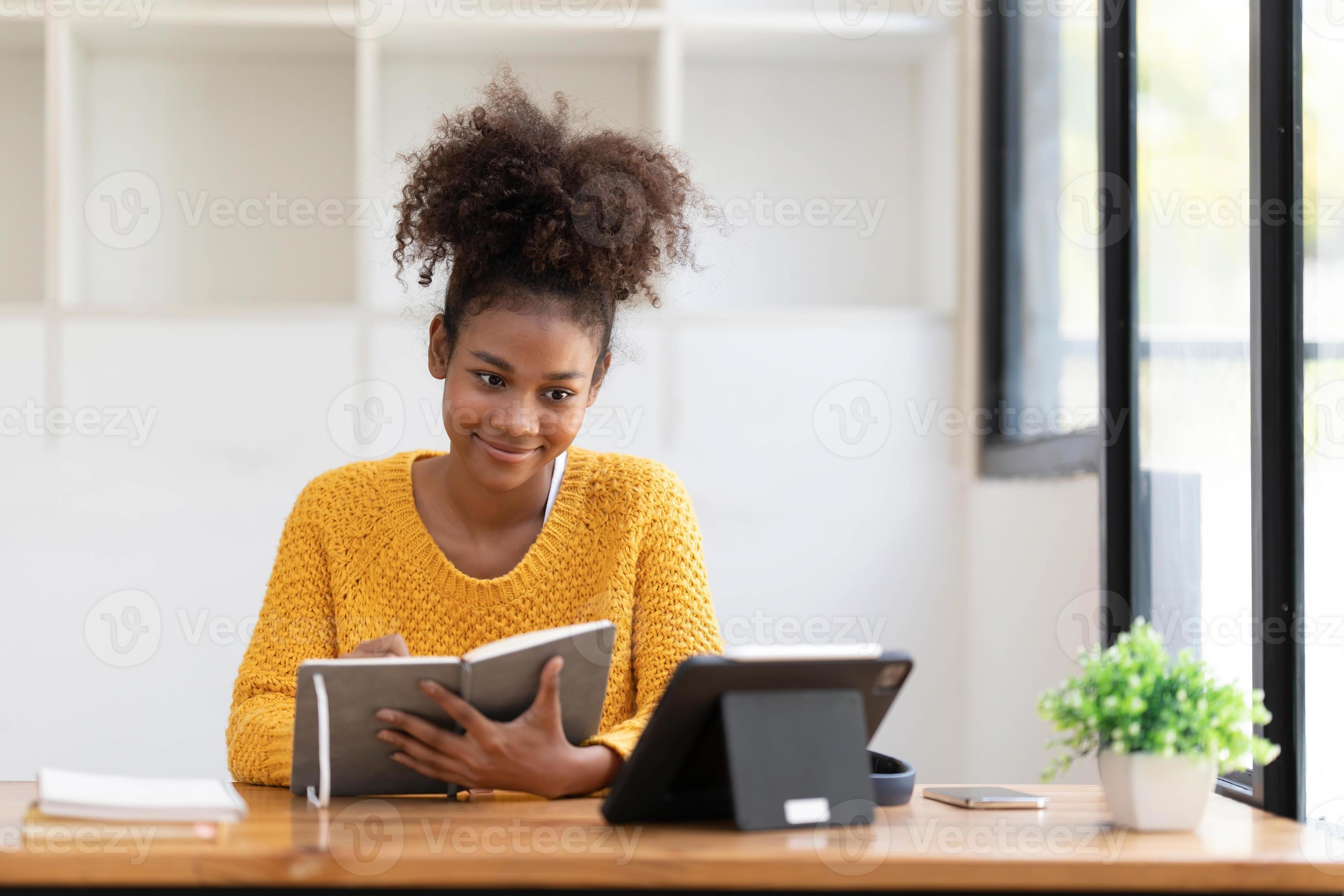 Asian girl student online learning class study online video call zoom ...