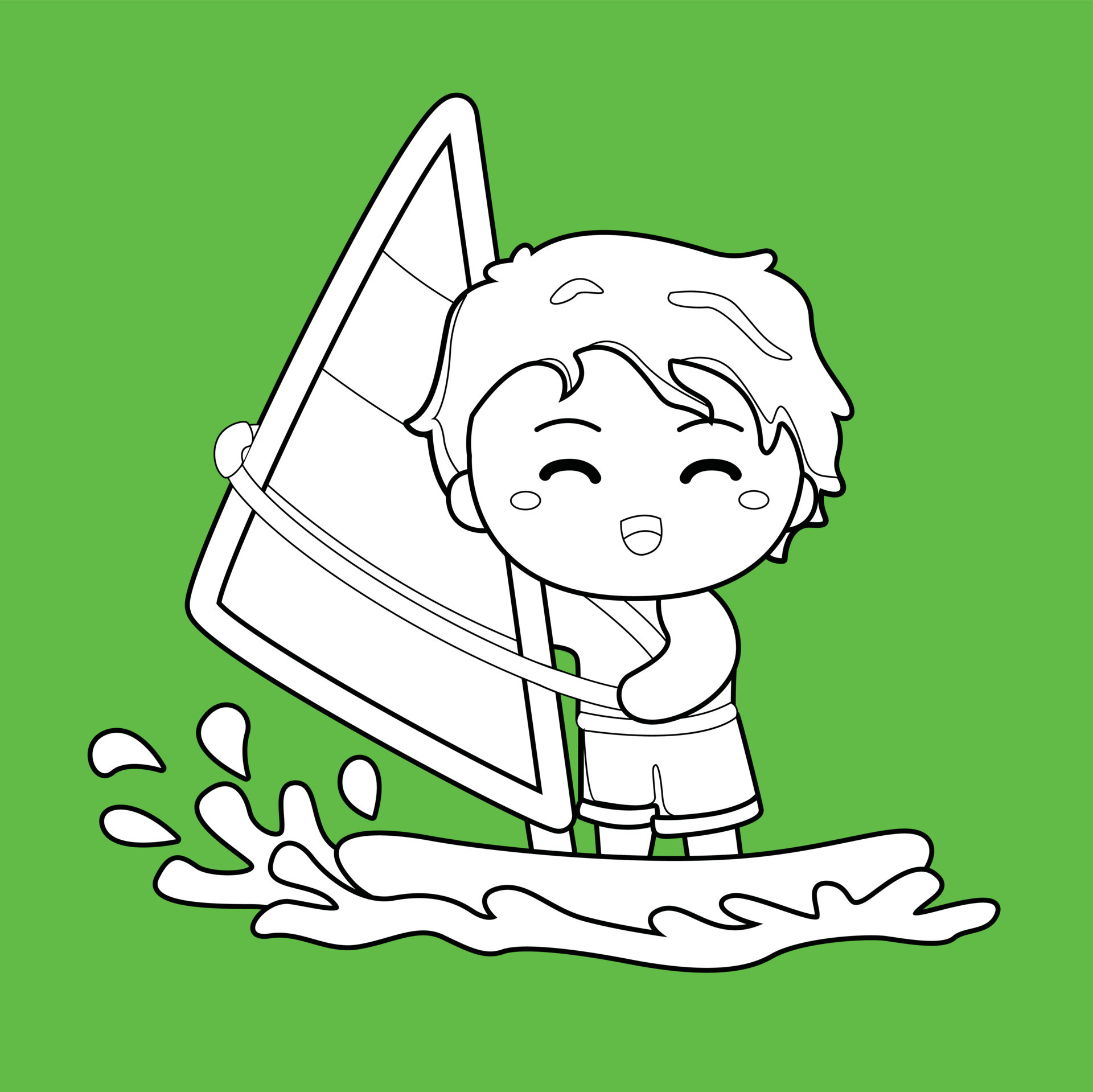 Summer Holiday Kids Water Sport Activity Digital Stamp 17556984 Vector ...