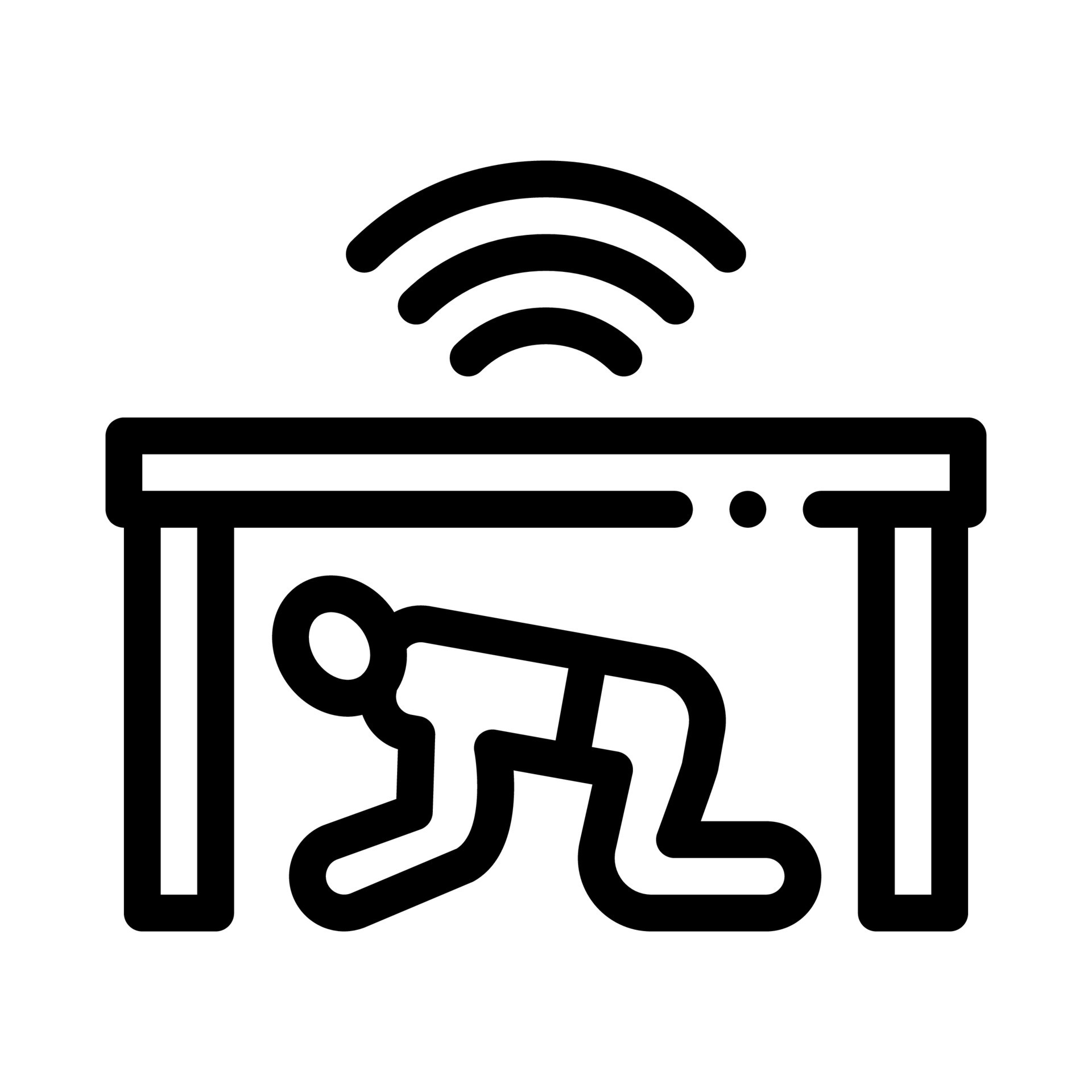 Protection Hide Human Under Table Icon Vector Outline Illustration