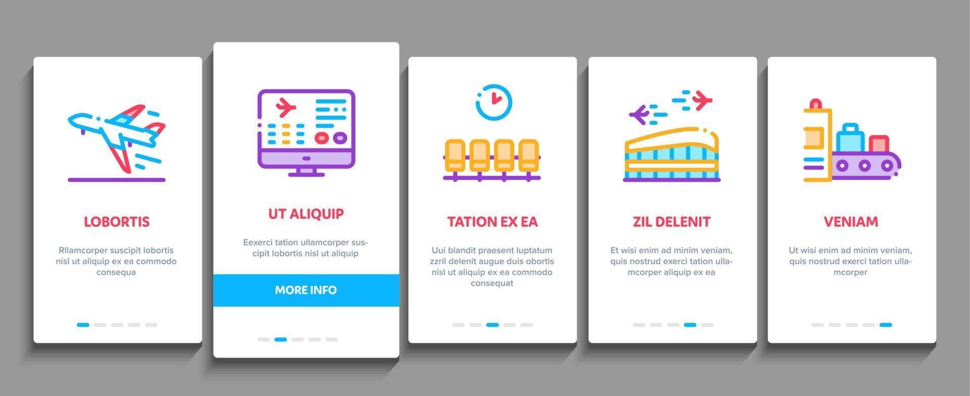 Airline And Airport Onboarding Elements Icons Set Vector 17562461