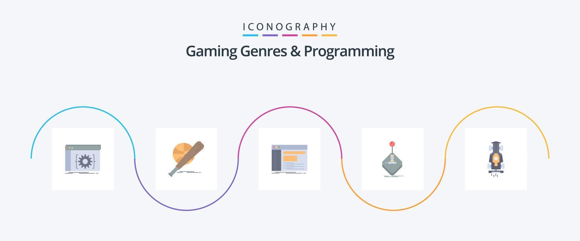 Gaming Genres And Programming Flat 5 Icon Pack Including game. game ...