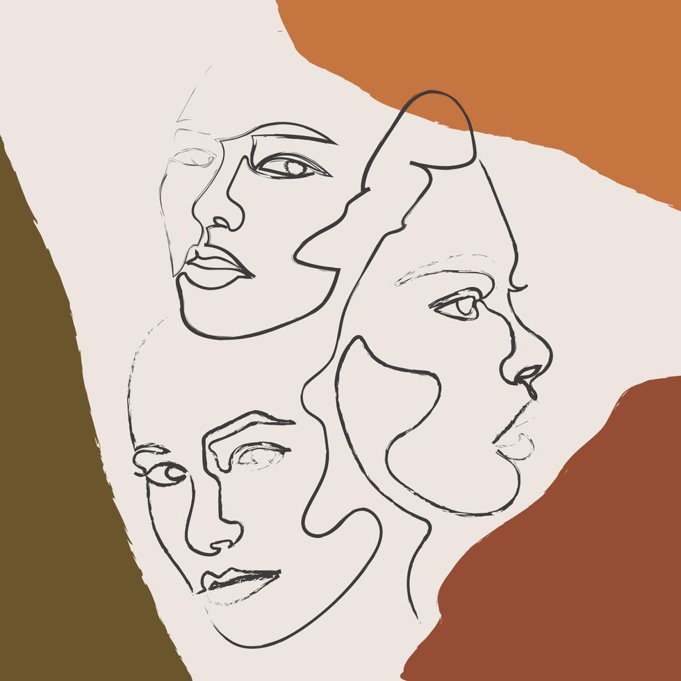 Three women contemporary line drawing 17566762 Vector Art at Vecteezy