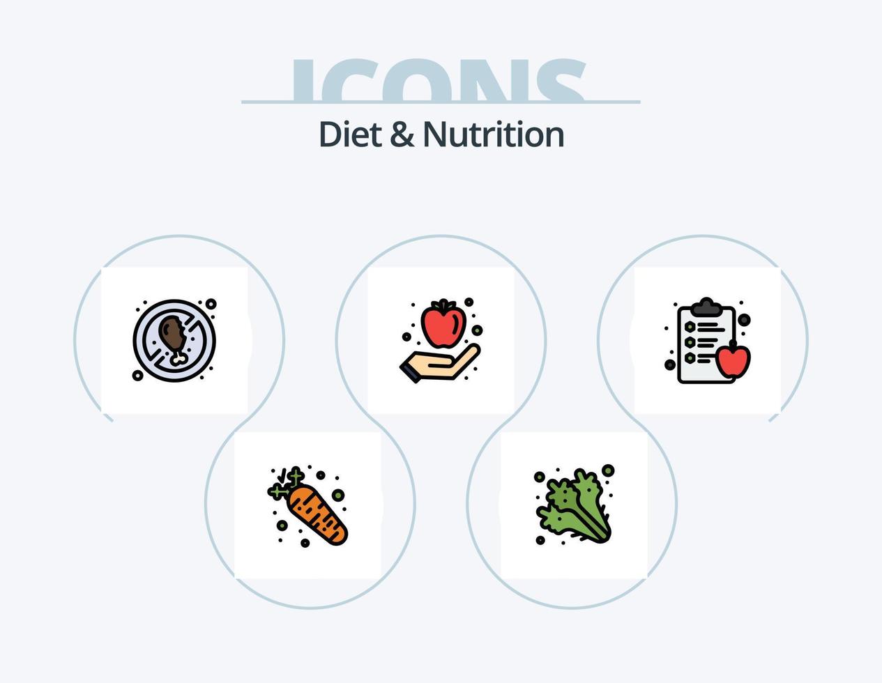 Diet And Nutrition Line Filled Icon Pack 5 Icon Design. diet. healthy ...