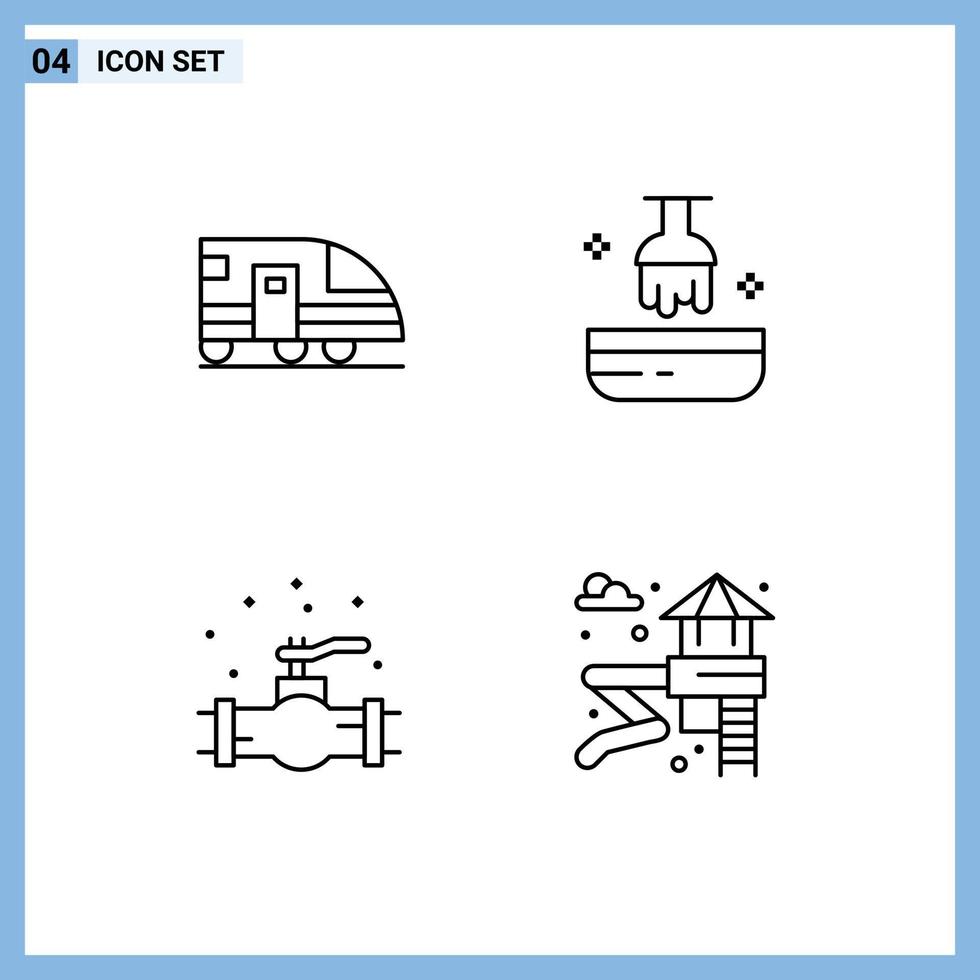 4 Thematic Vector Filledline Flat Colors And Editable Symbols Of