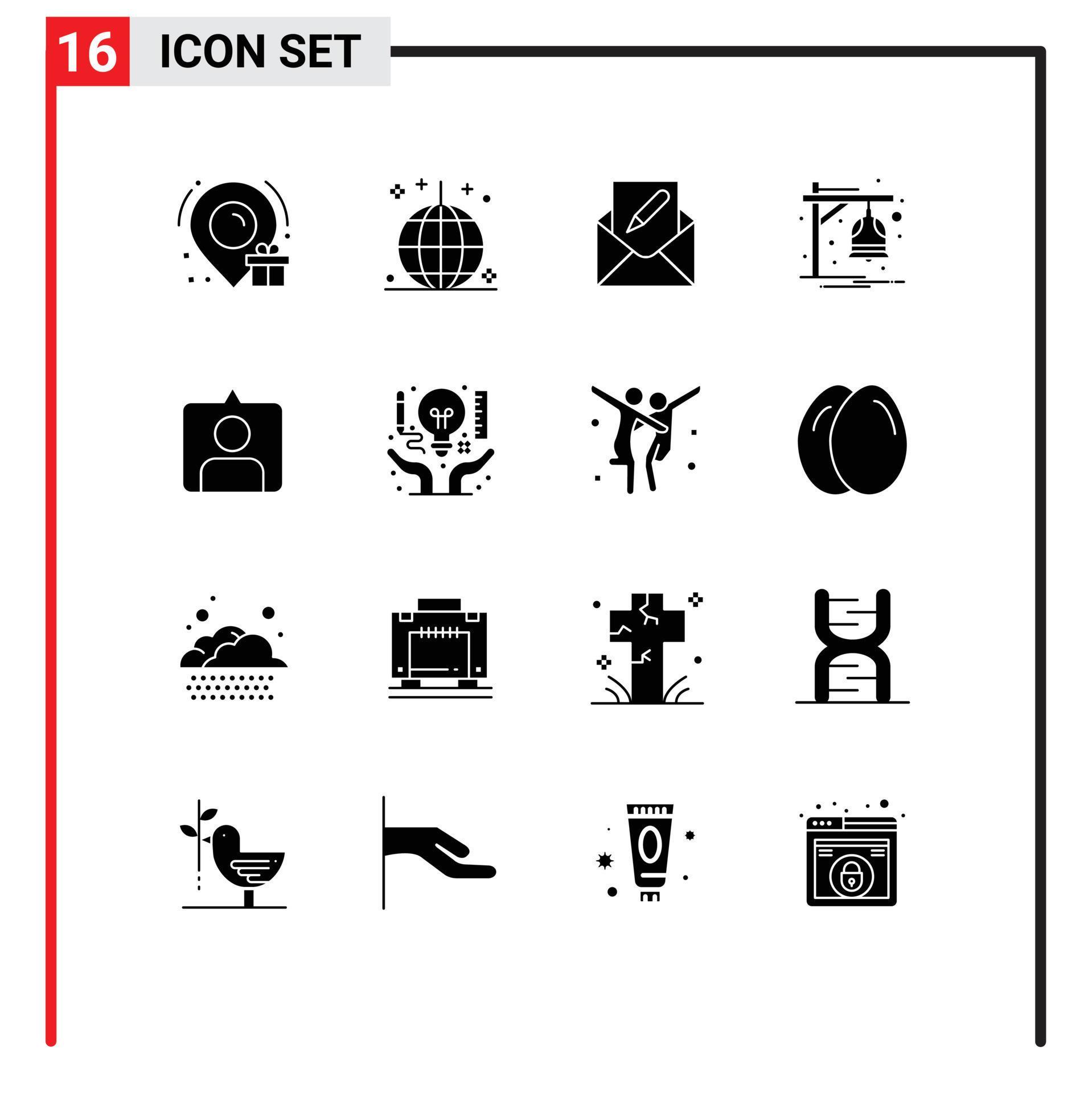 Set Of 16 Modern Ui Icons Symbols Signs For Contac Notification Compose Bell Mail Editable